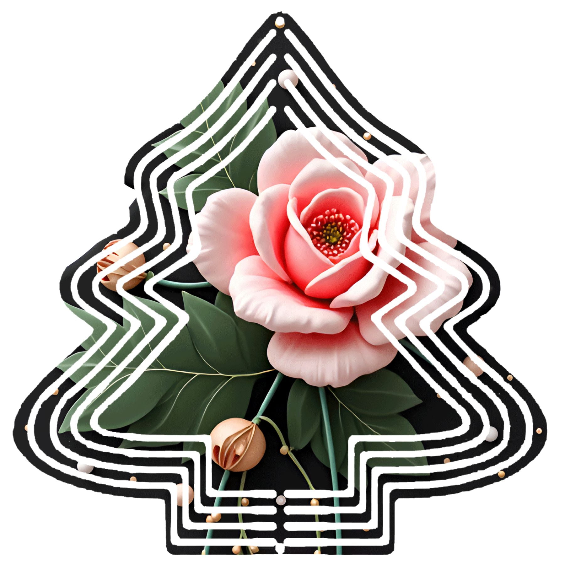 Vibrant Pink Flower Metal Hanging Christmas Tree Wind Spinner ...