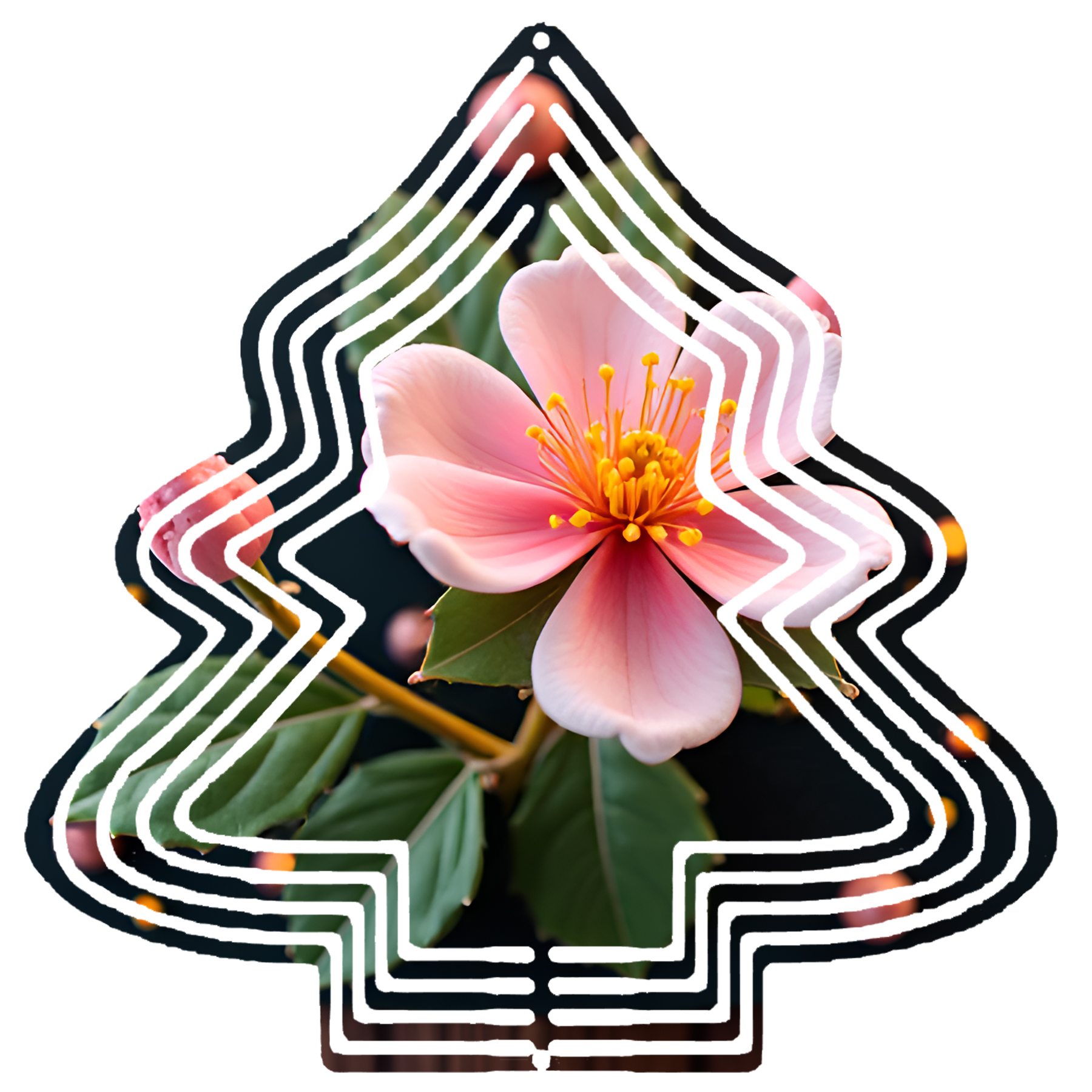 Vibrant Pink Flower Metal Hanging Christmas Tree Wind Spinner - Stylish ...