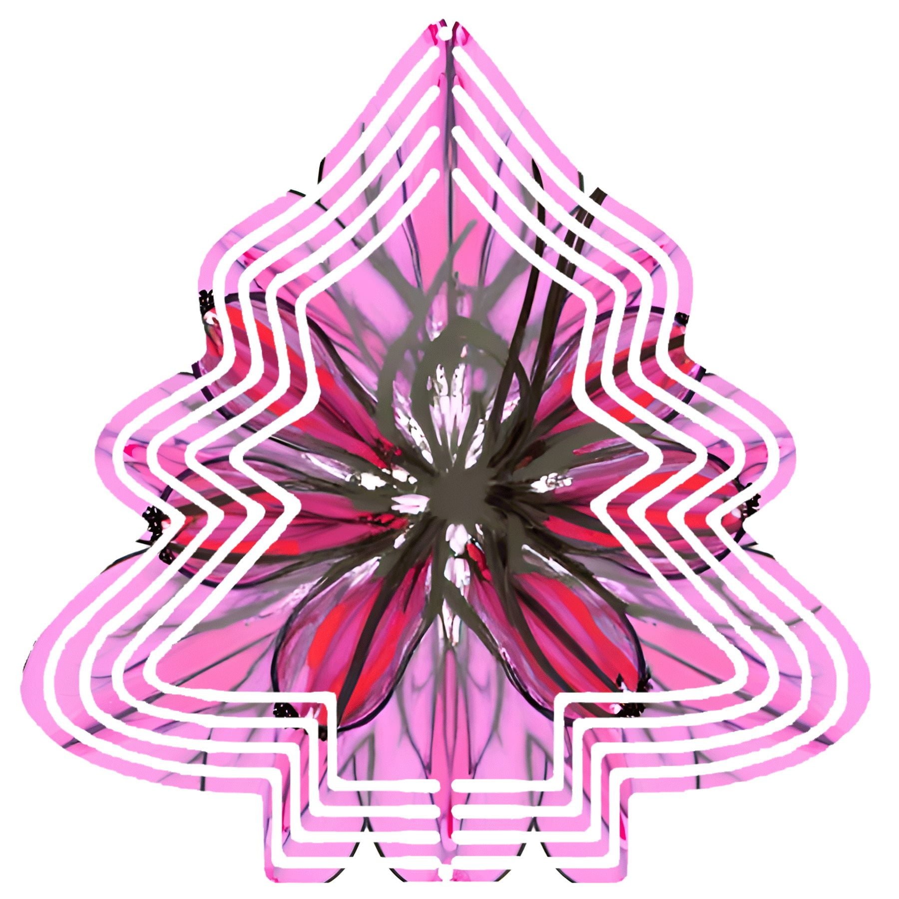 Vibrant Pink Flower Metal Hanging Wind Spinner - Abstract Garden ...