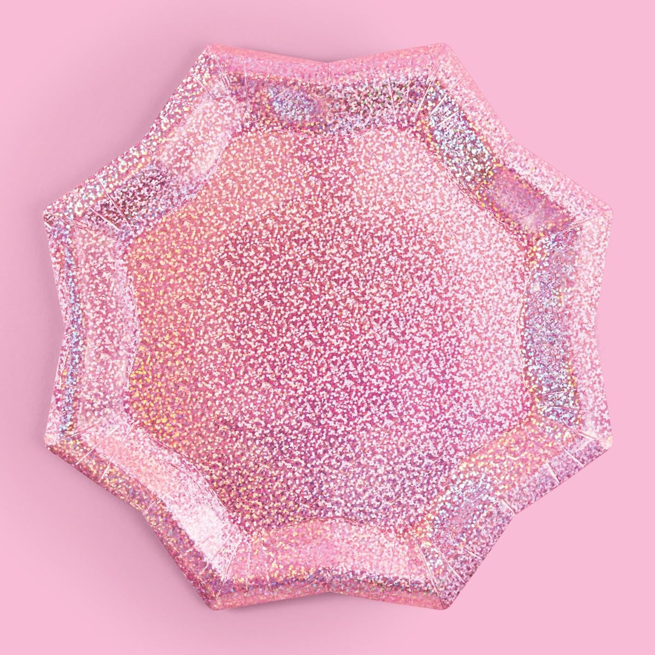 Vibrant Pink Holographic Starburst Plates Set for Birthday Celebrations ...