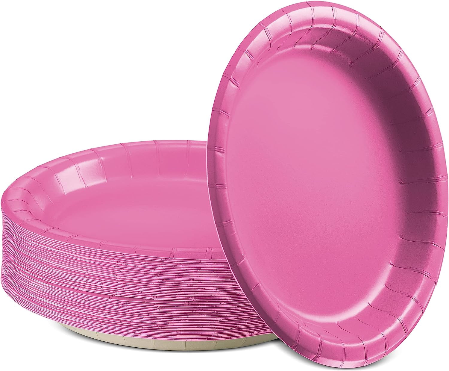 Vibrant Pink Paper Dinner Plates - 8 1/2 Inches Disposable Plates ...