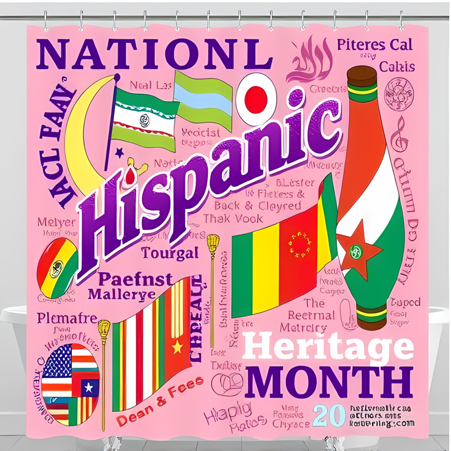 Vibrant Pink Shower Curtain for National Hispanic Heritage Month ...