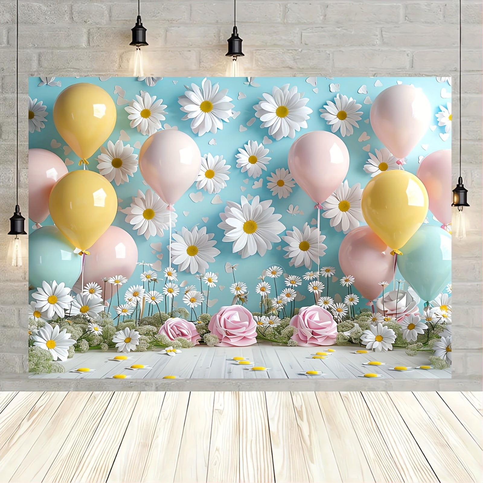 Vibrant Polyester Daisy Floral Backdrop - Spring/Summer Photography ...