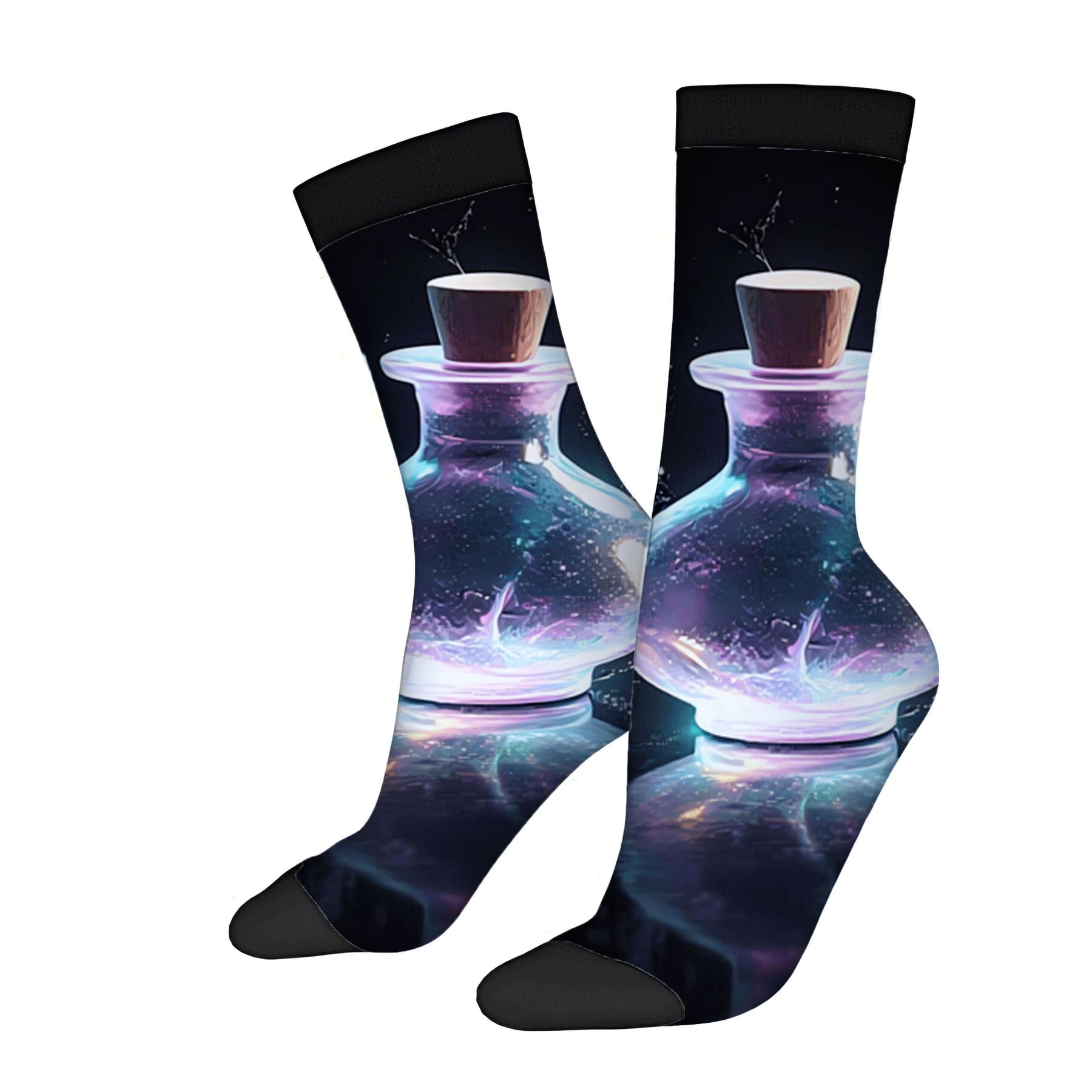 Vibrant Potion Bottle Socks - 2 Pairs of Unisex Trendy Socks with ...