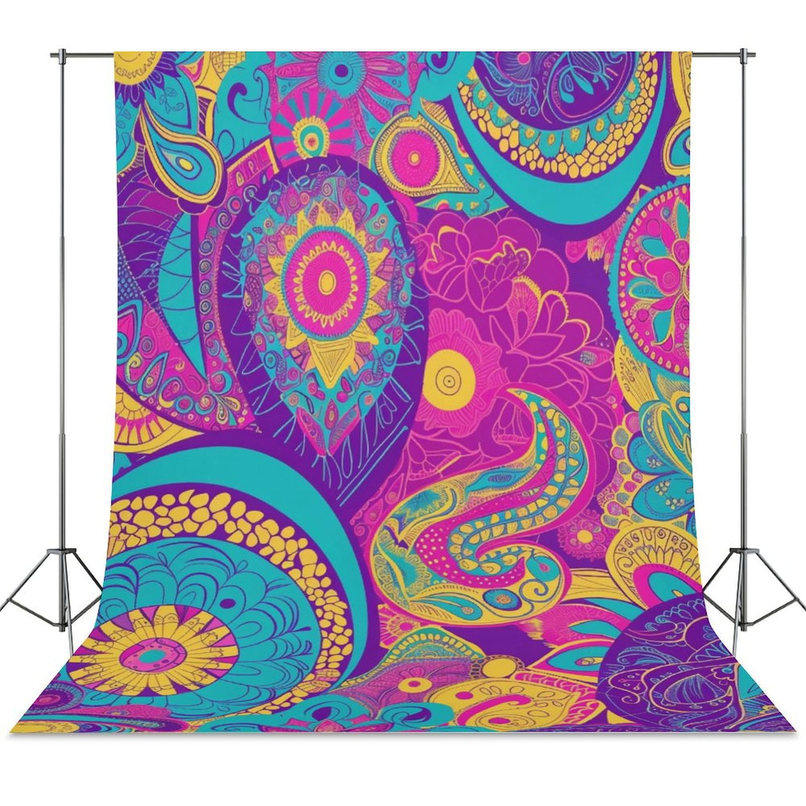 Vibrant Psychedelic Paisley Pattern Design Backdrops for Photography ...