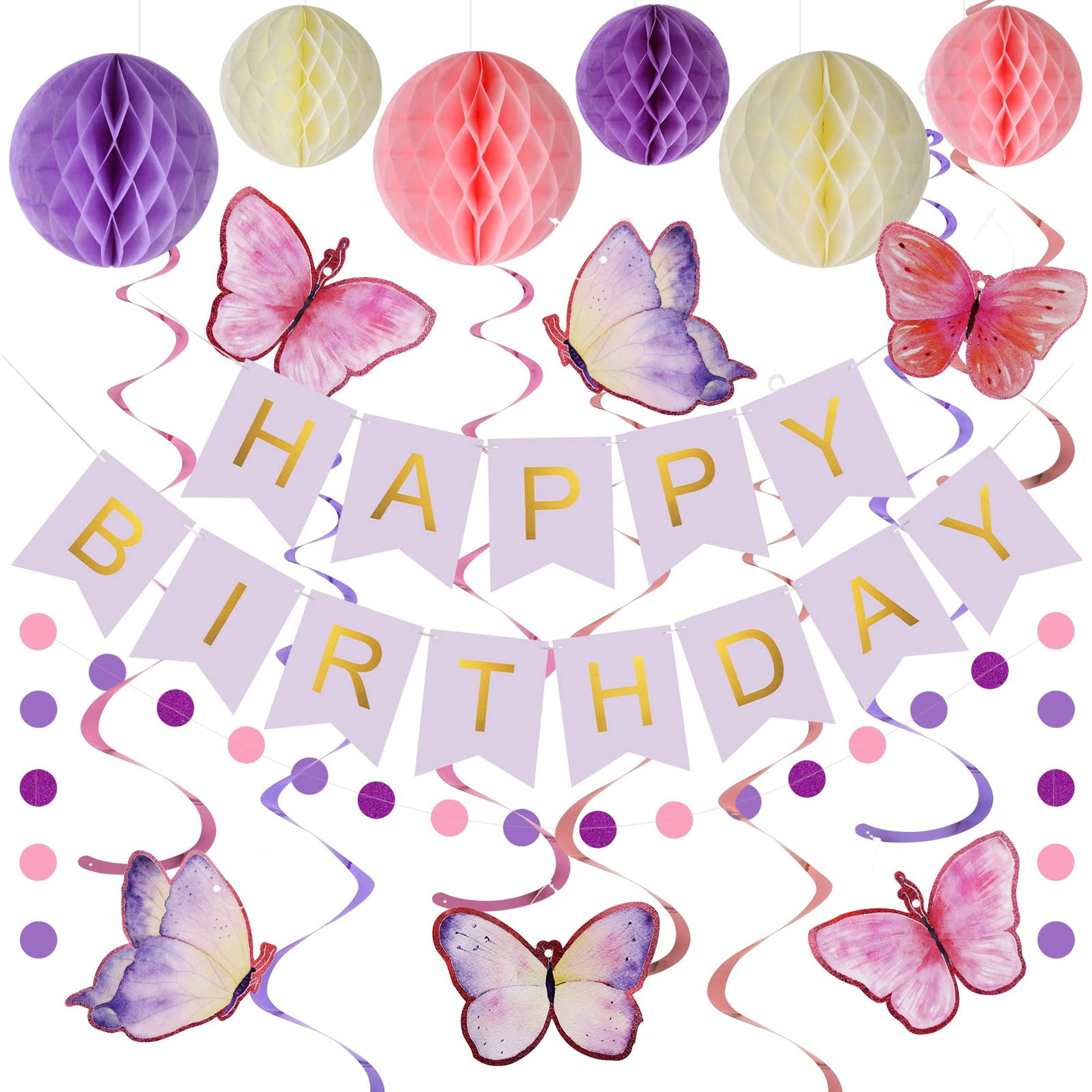 Vibrant Purple Birthday Celebration Kit with Happy Birthday Banner ...