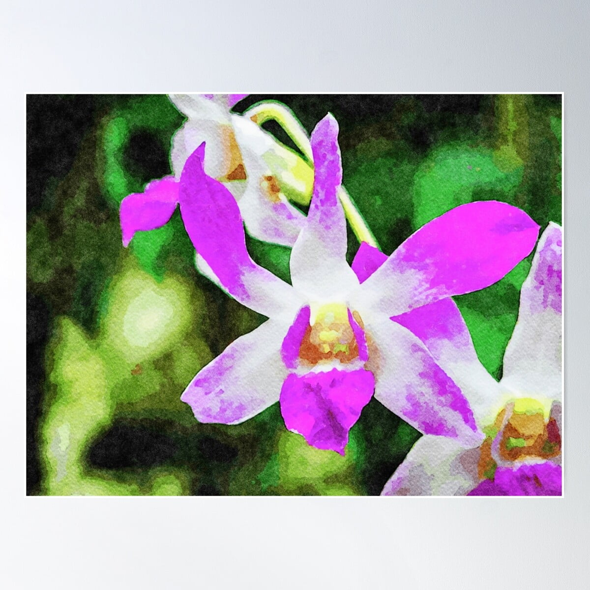 Vibrant Purple Orchid Flowers In A Watercolor Painting Style Poster ...
