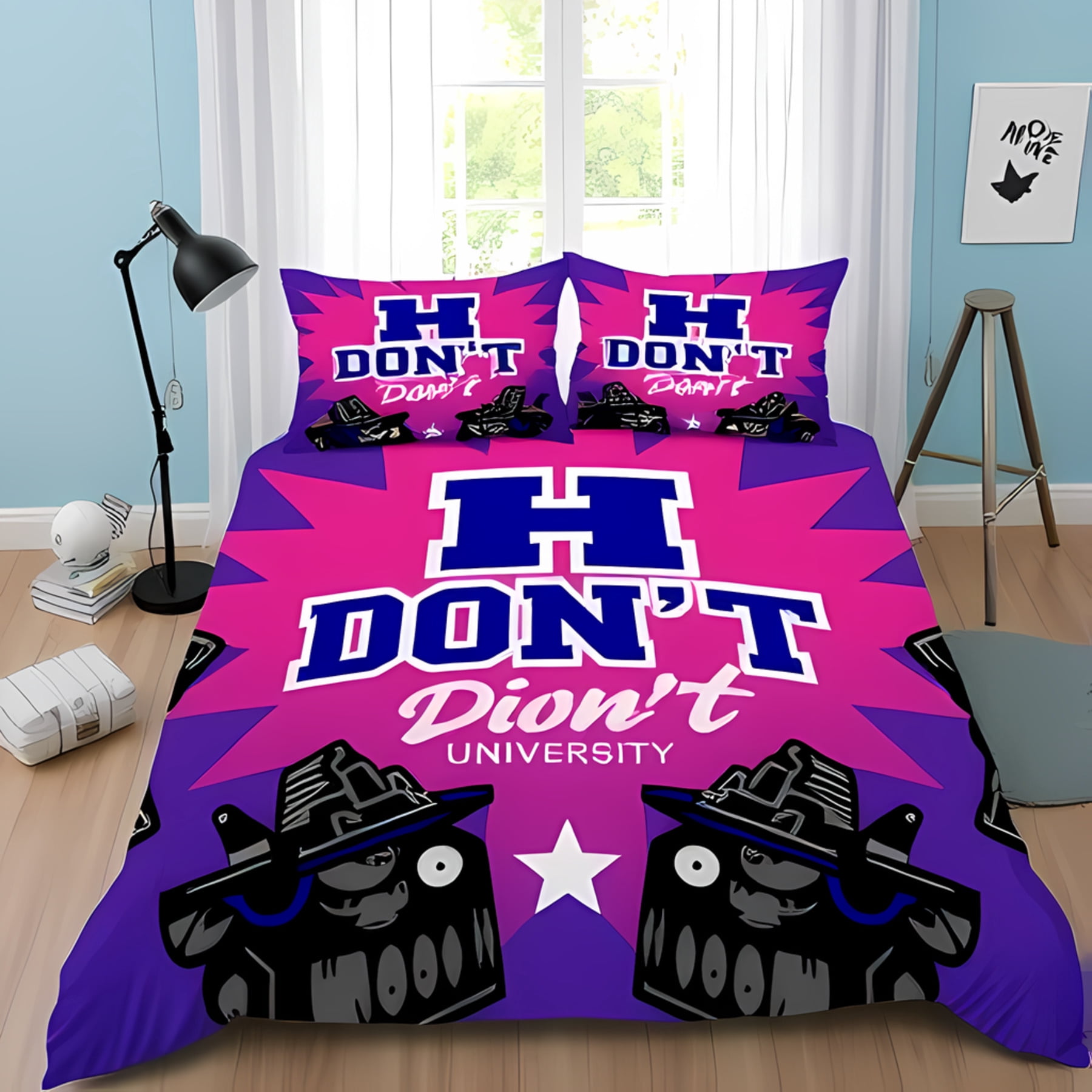 Vibrant Purple & Pink 3-Piece Duvet Cover Set with Playful " H Don't ...
