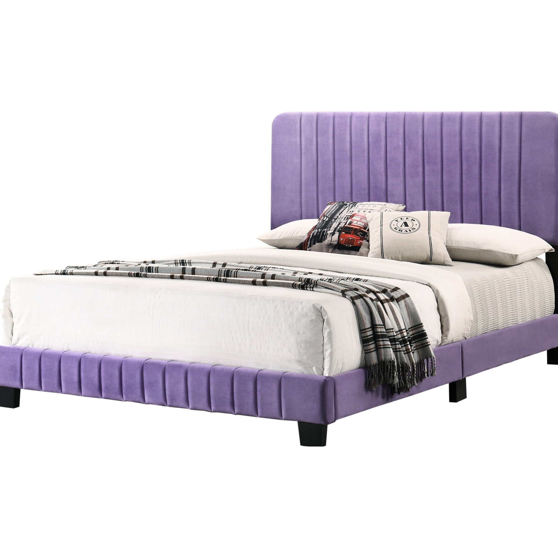 Vibrant Purple Queen Bed With Modern Flair - Suits Contemporary Bedroom Made Of Materials For ...