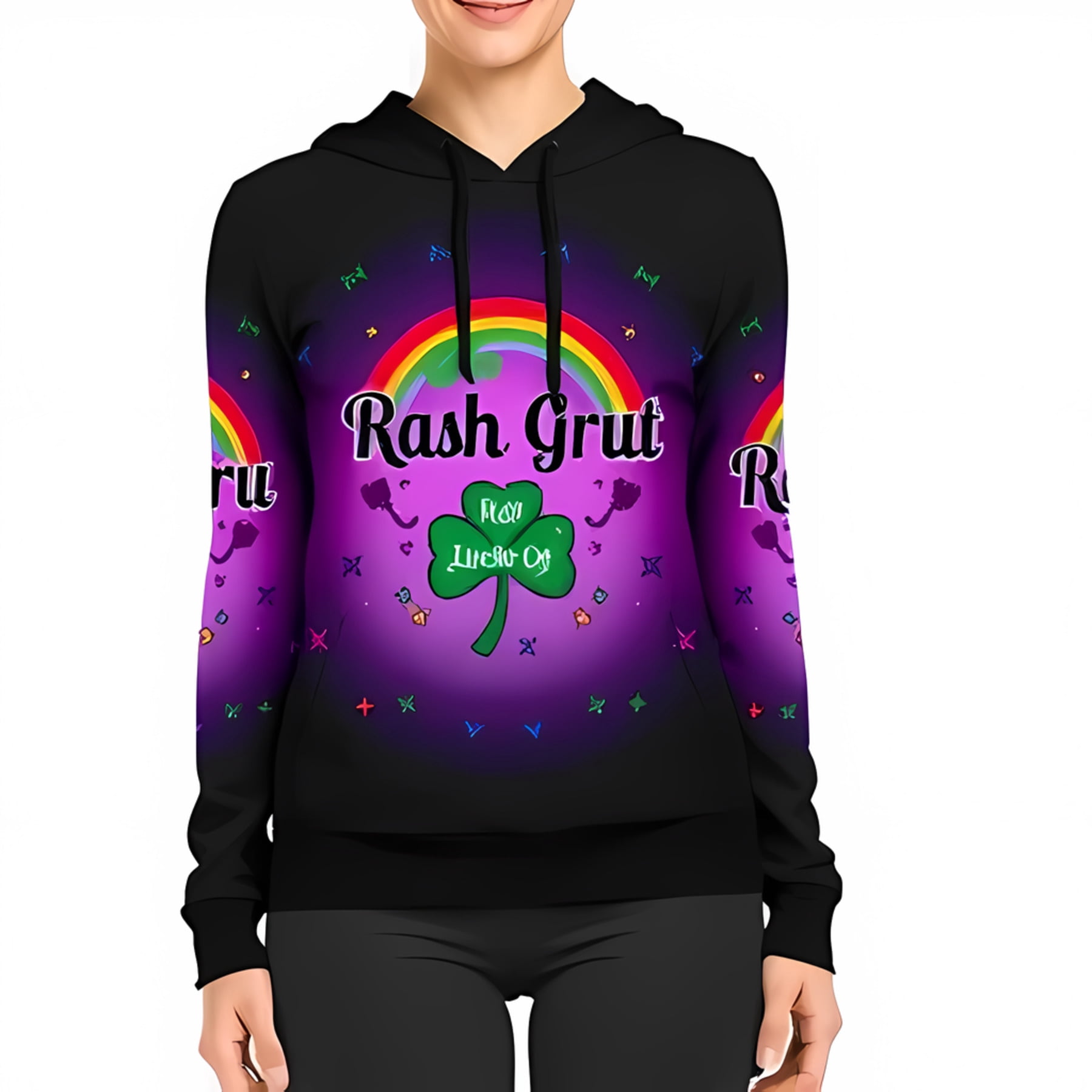 Vibrant Purple Rainbow Gradient 3D Hoodie with 'Rash Grut' Design ...