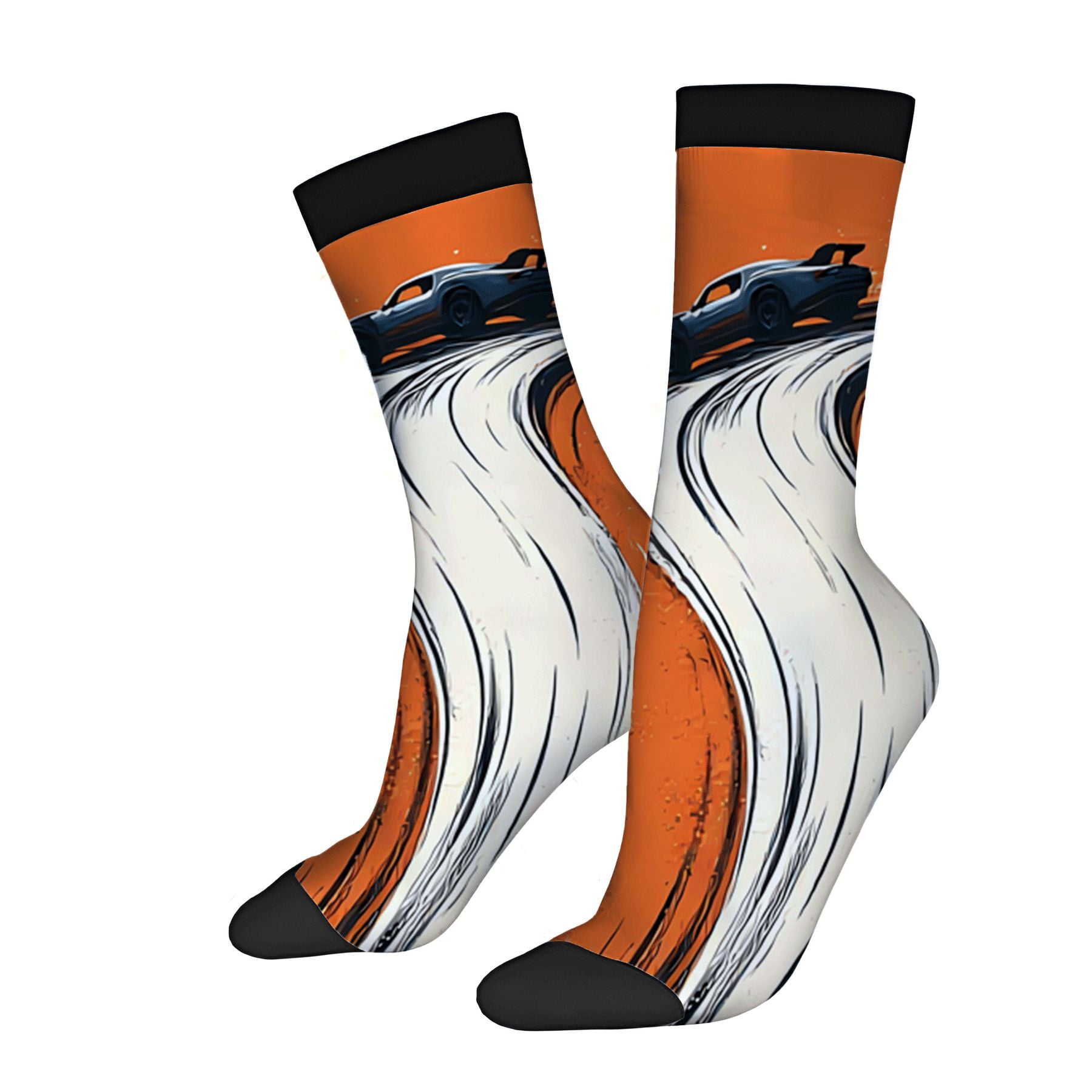 Vibrant Racing Car Socks - 2 Pairs of Unisex Trendy Socks with Dynamic ...