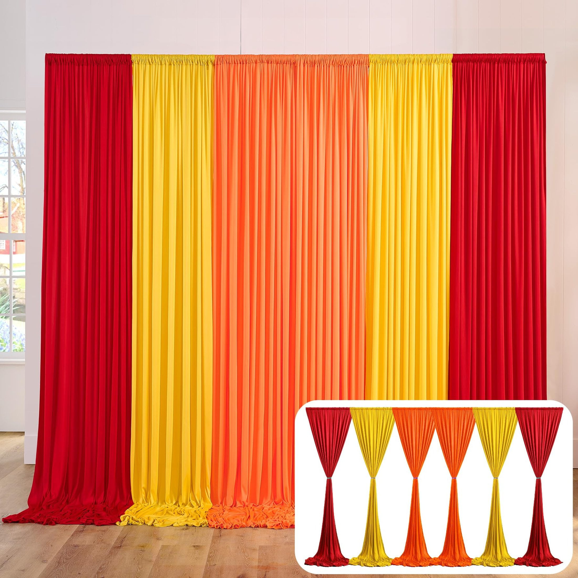 Vibrant Rainbow Backdrop Curtain Set for Parties, Wrinkle-Free ...