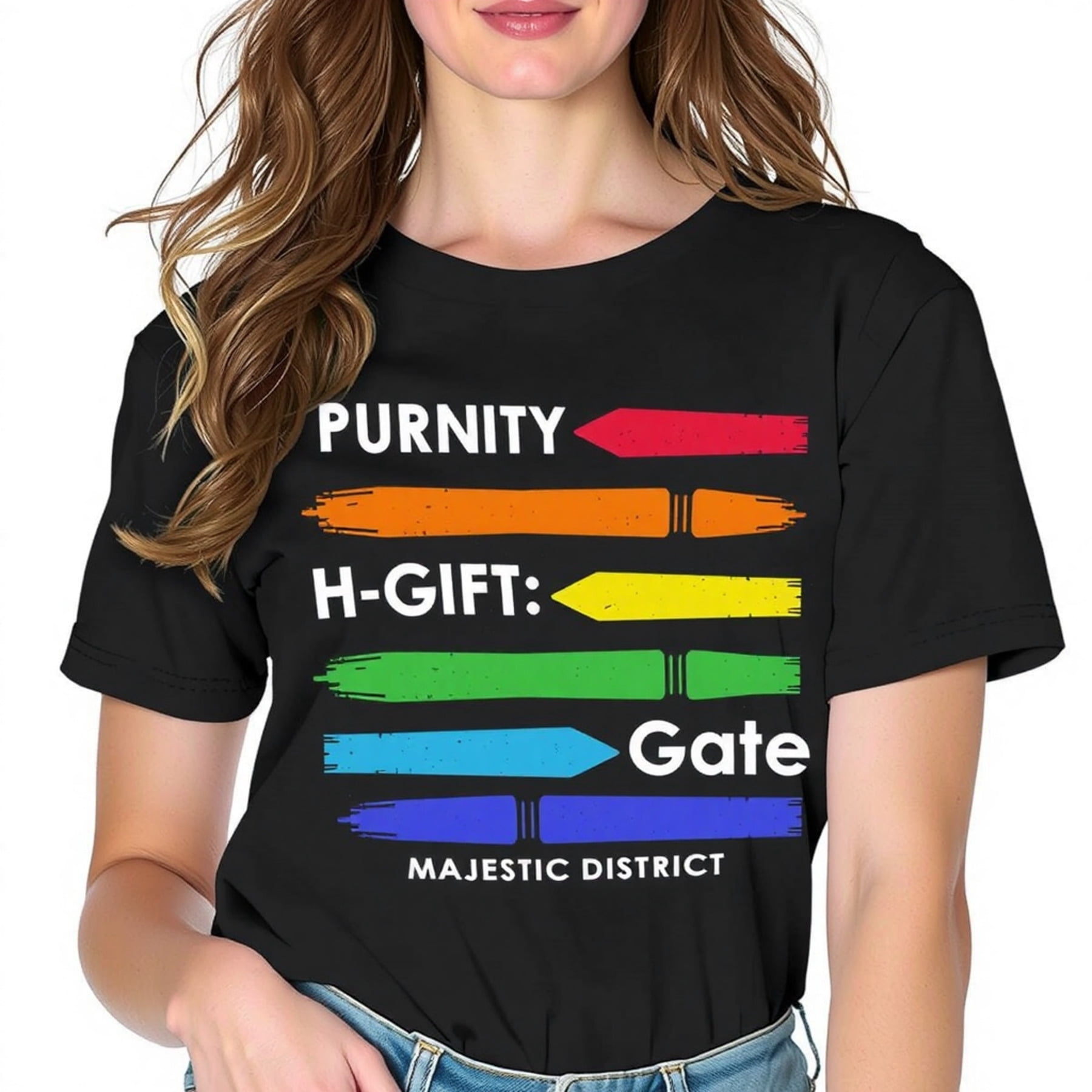 Vibrant Rainbow Graphic T-Shirt "PURITY H- : Gate" Design - Majestic ...