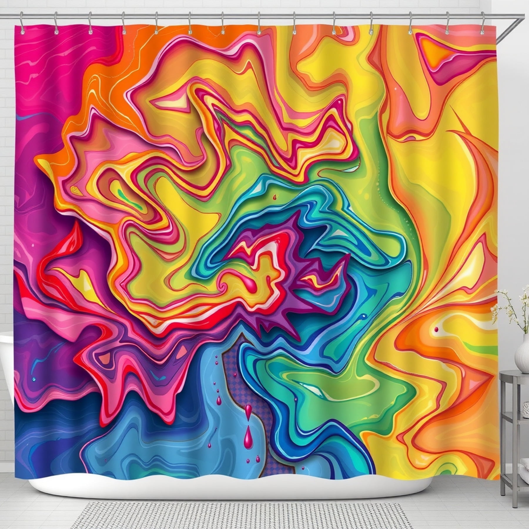 Vibrant Rainbow Swirling Abstract Shower Curtain - Bright Colors ...