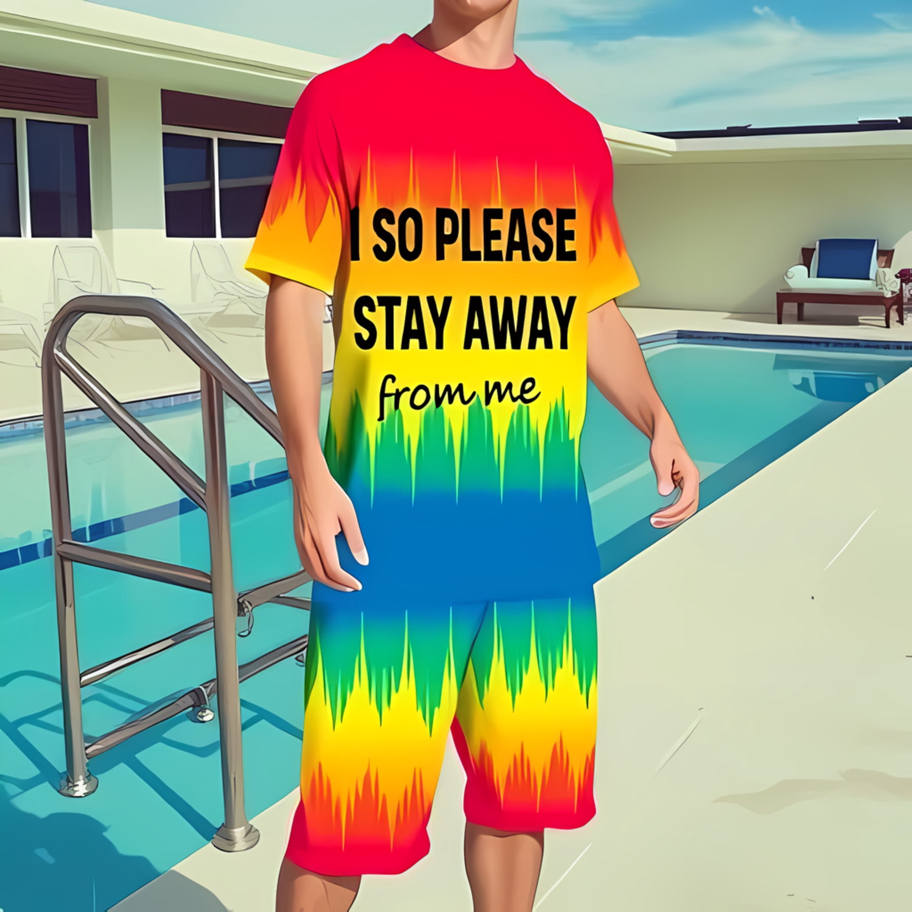 Vibrant Rainbow Tie - Matching T-Shirt and Shorts Set with Bold " I SO ...