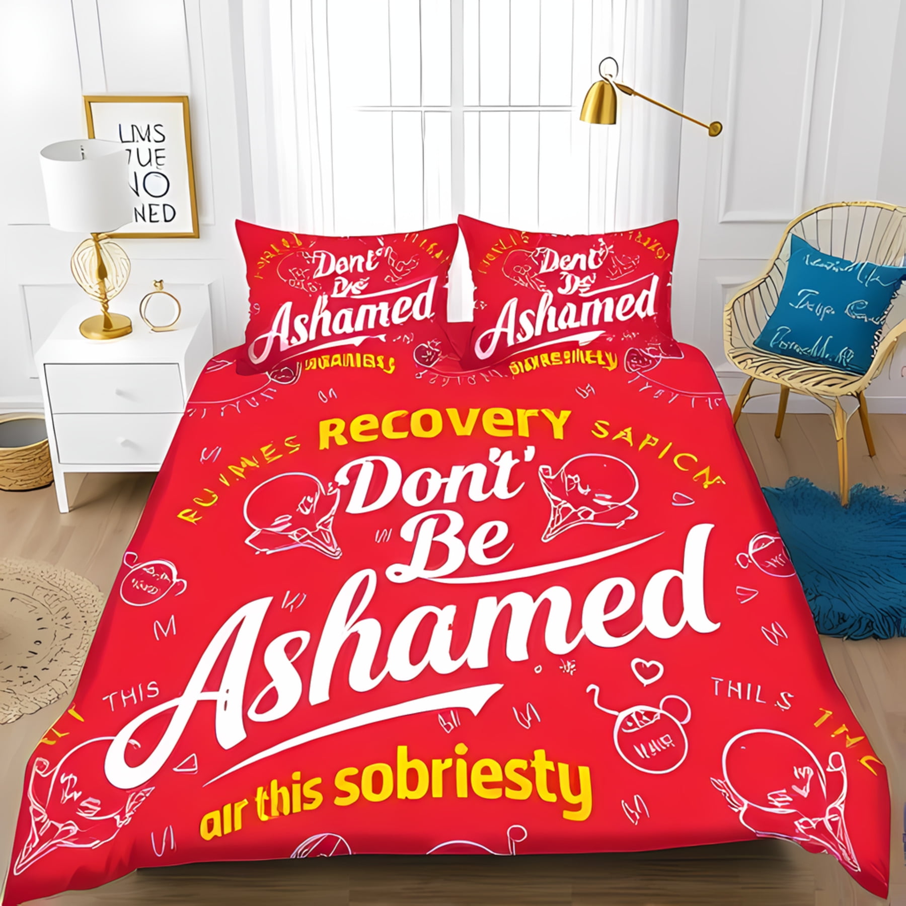 Vibrant Red 3-Piece Duvet Cover Set - " Recovery: Don't Be Ashamed ...