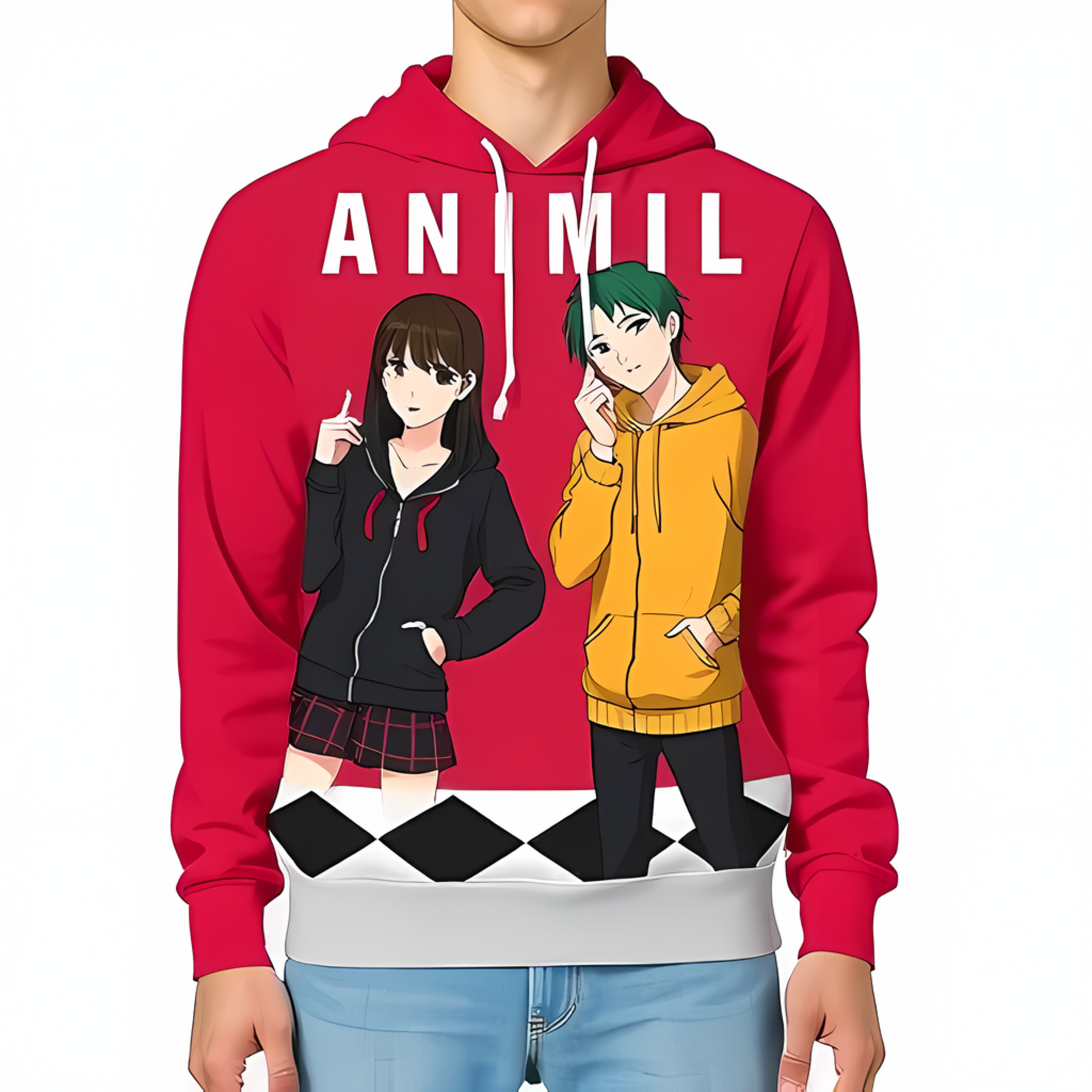 Vibrant Red 3D Anime Hoodie with Bold 'ANIMIL' Design Stylish ...