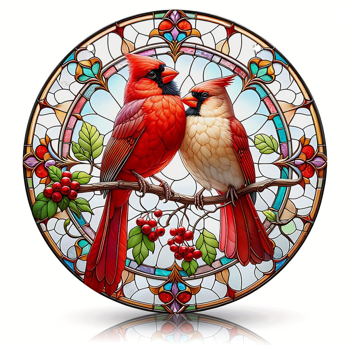 Vibrant Red Cardinal Design Round Acrylic Ornament - 2D Wall Art with ...
