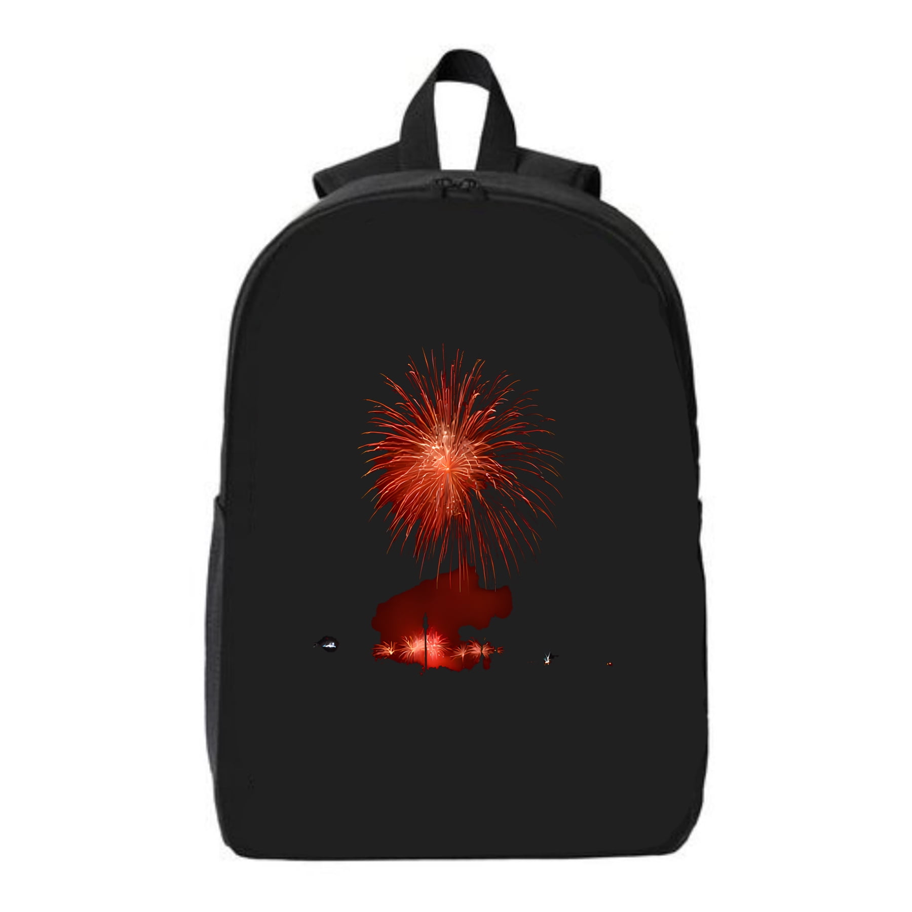 Vibrant Red Fireworks Design Laptop Backpack for College & Travel ...