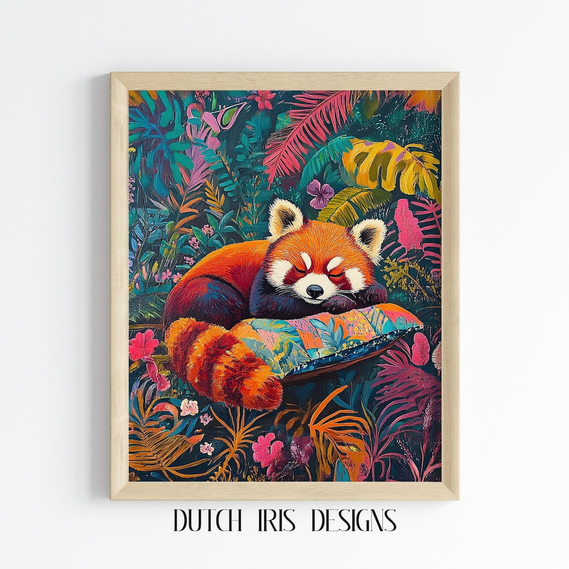 Vibrant Red Panda In Jungle Room, Style, Animal Art, Colorful Wildlife ...