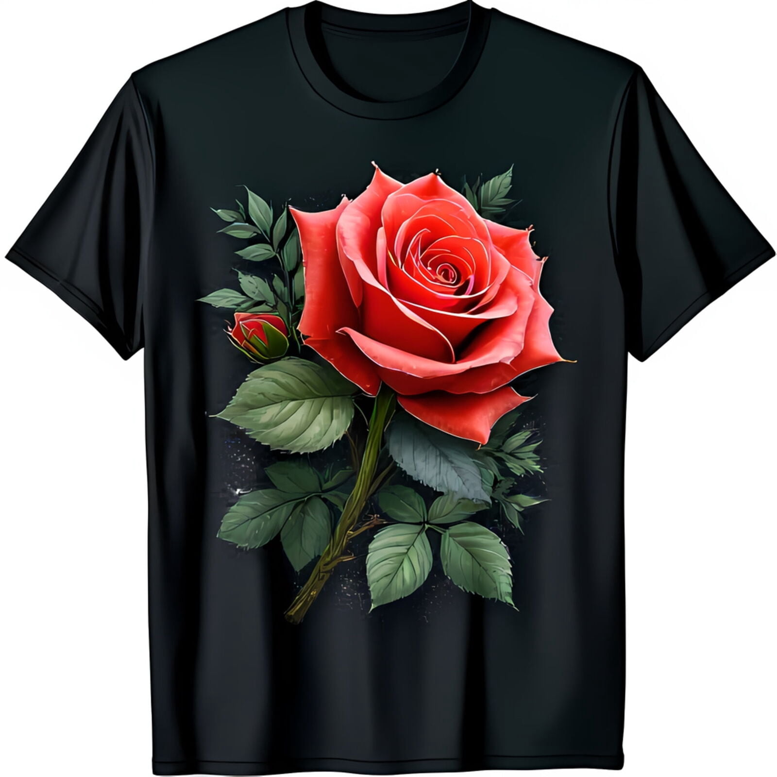 Vibrant Red Rose Graphic Black T-Shirt Stylish & Design for Any ...