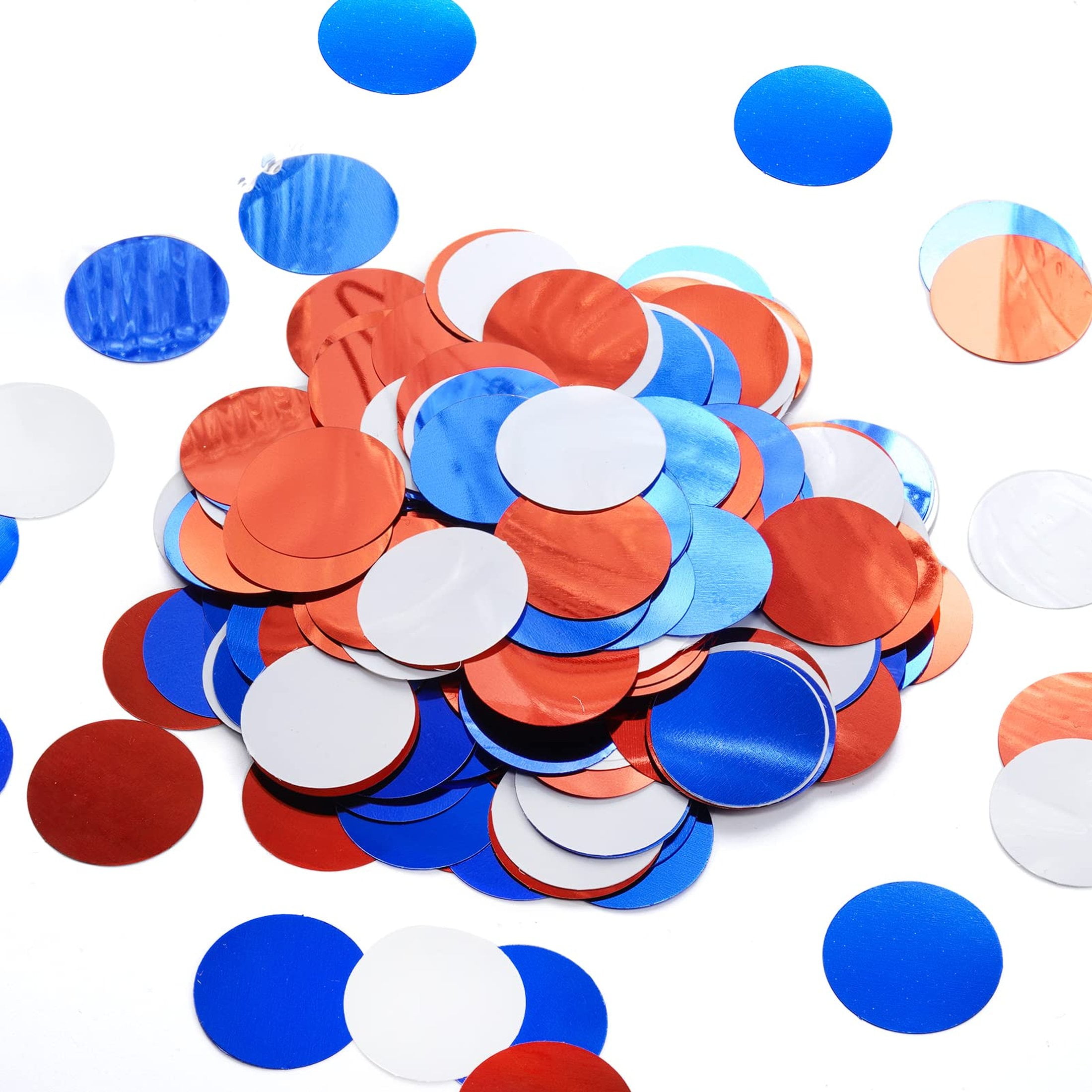 Vibrant Red White Blue Metallic Circle Dot Confetti for Celebrations, 1 ...