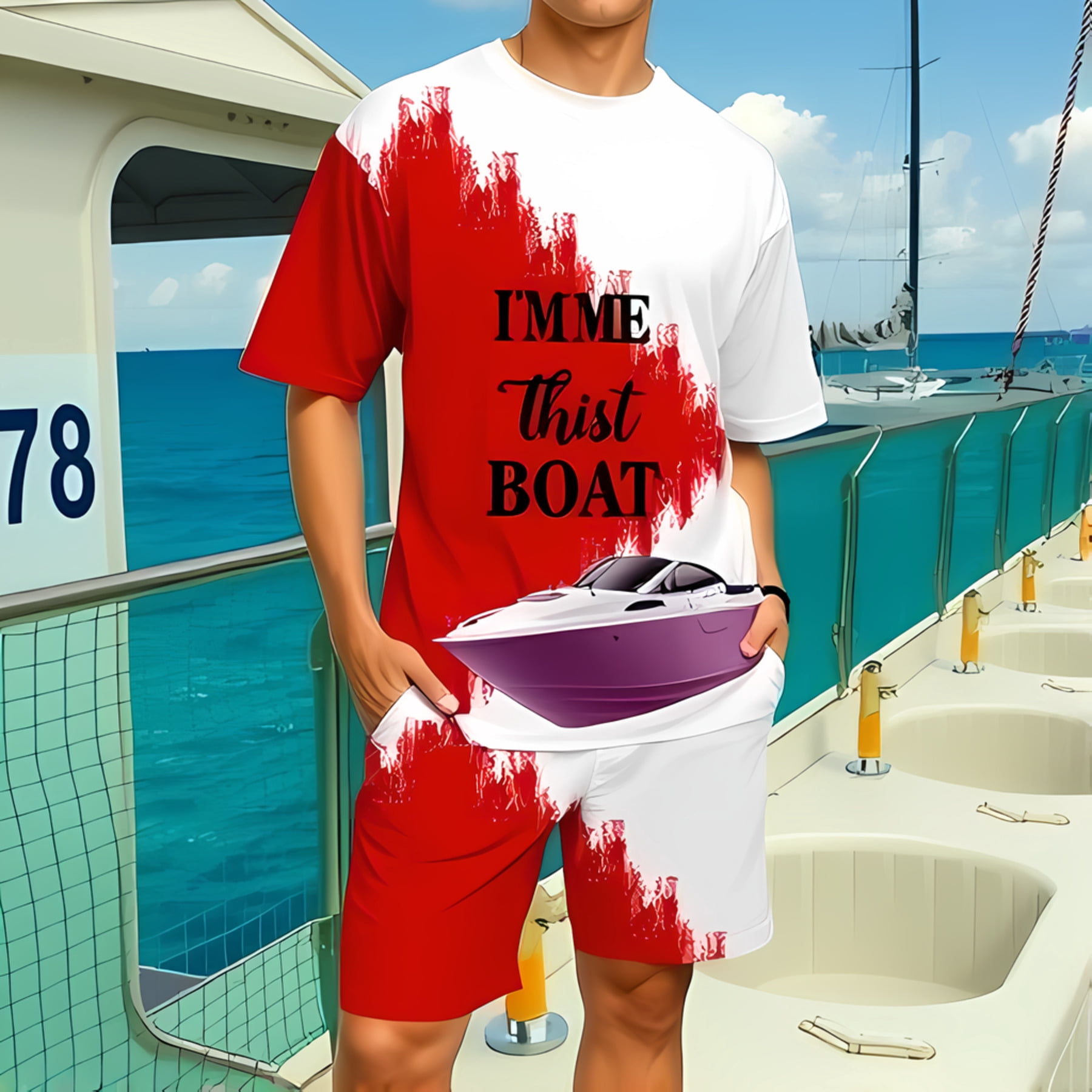Vibrant Red & White Splatter - Paint T-Shirt and Shorts Set with 'IMME ...