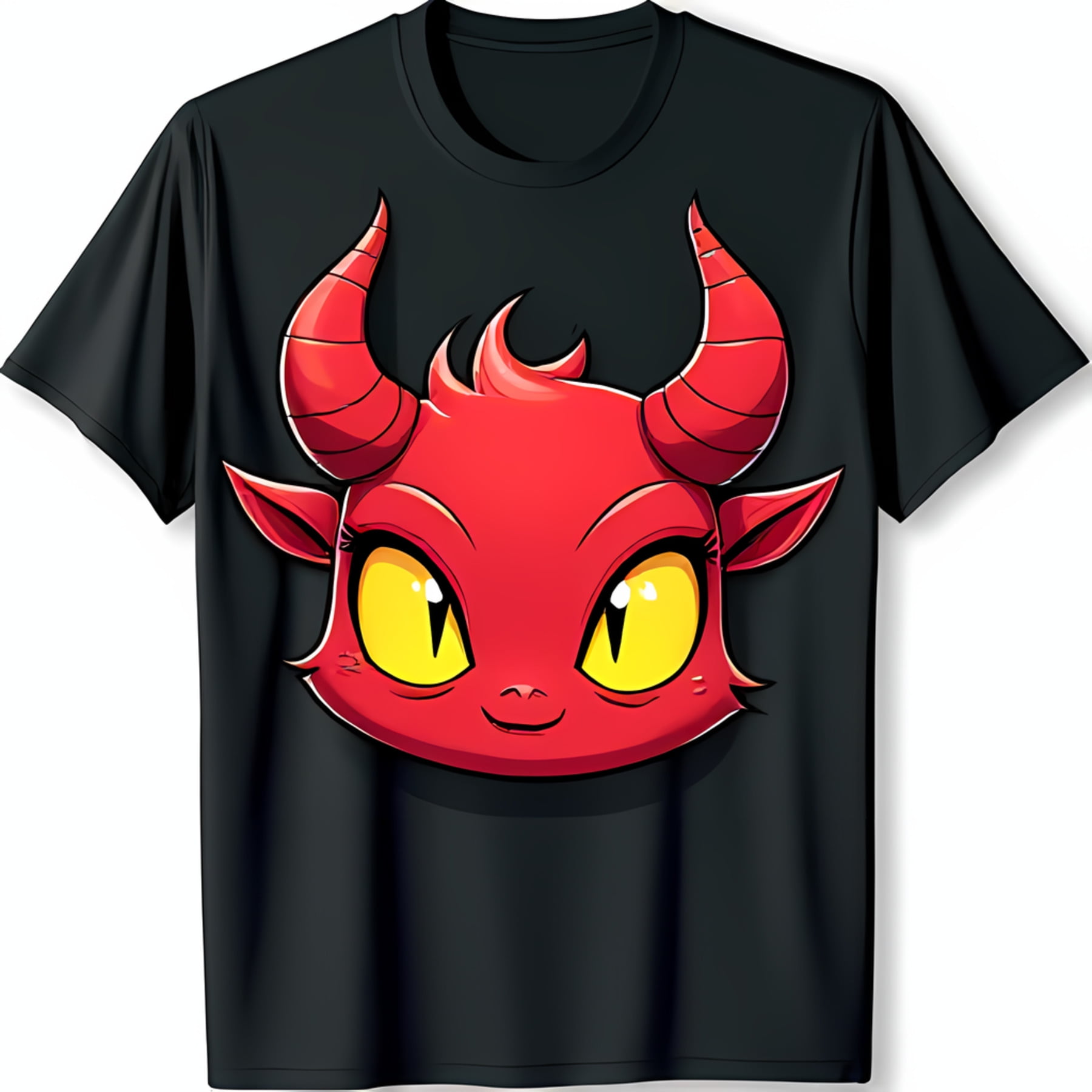 Vibrant Red & Yellow Cartoon Graphic on Black T-Shirt Fun - Walmart.com