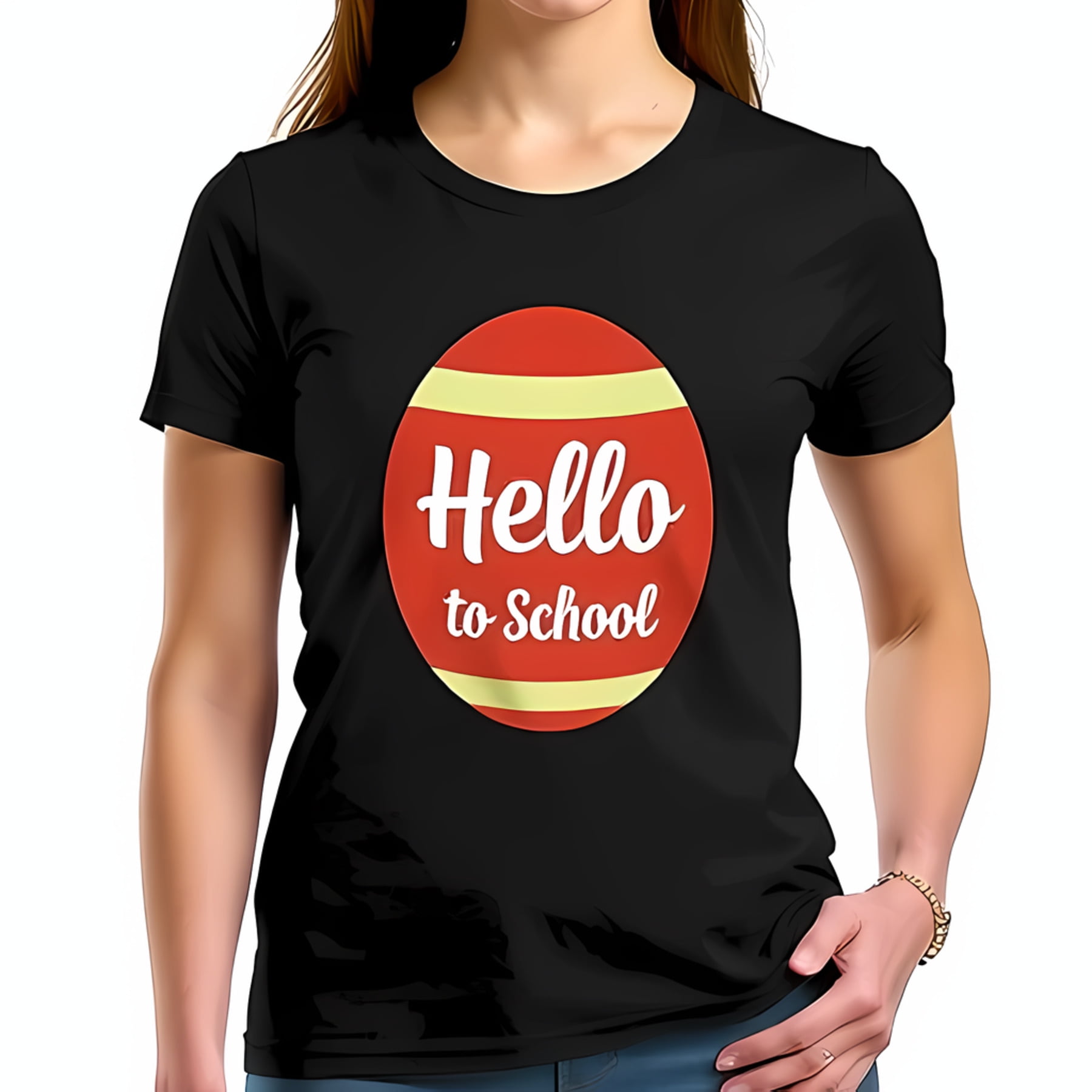 Vibrant Red & Yellow Circular Design Cotton Short Sleeve T-Shirt with ...