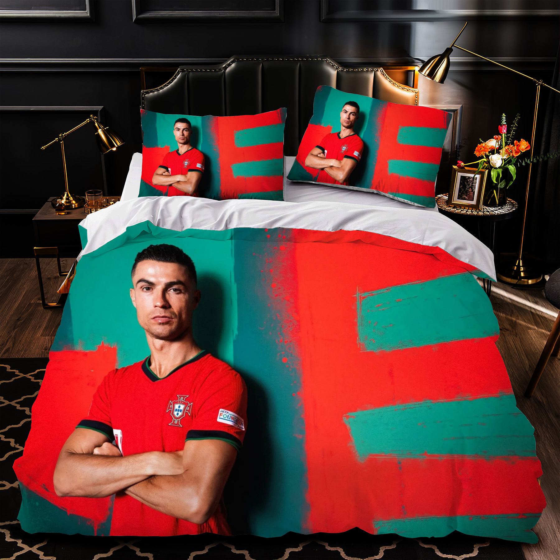 Vibrant Red and Teal 3-Piece Duvet Cover Set - Stylish Bedding with ...