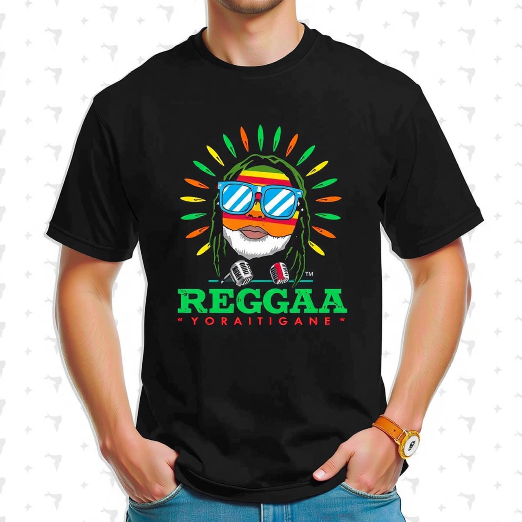 Vibrant Reggae Graphic T-Shirt for Music Lovers - Dreadlocks & Design ...