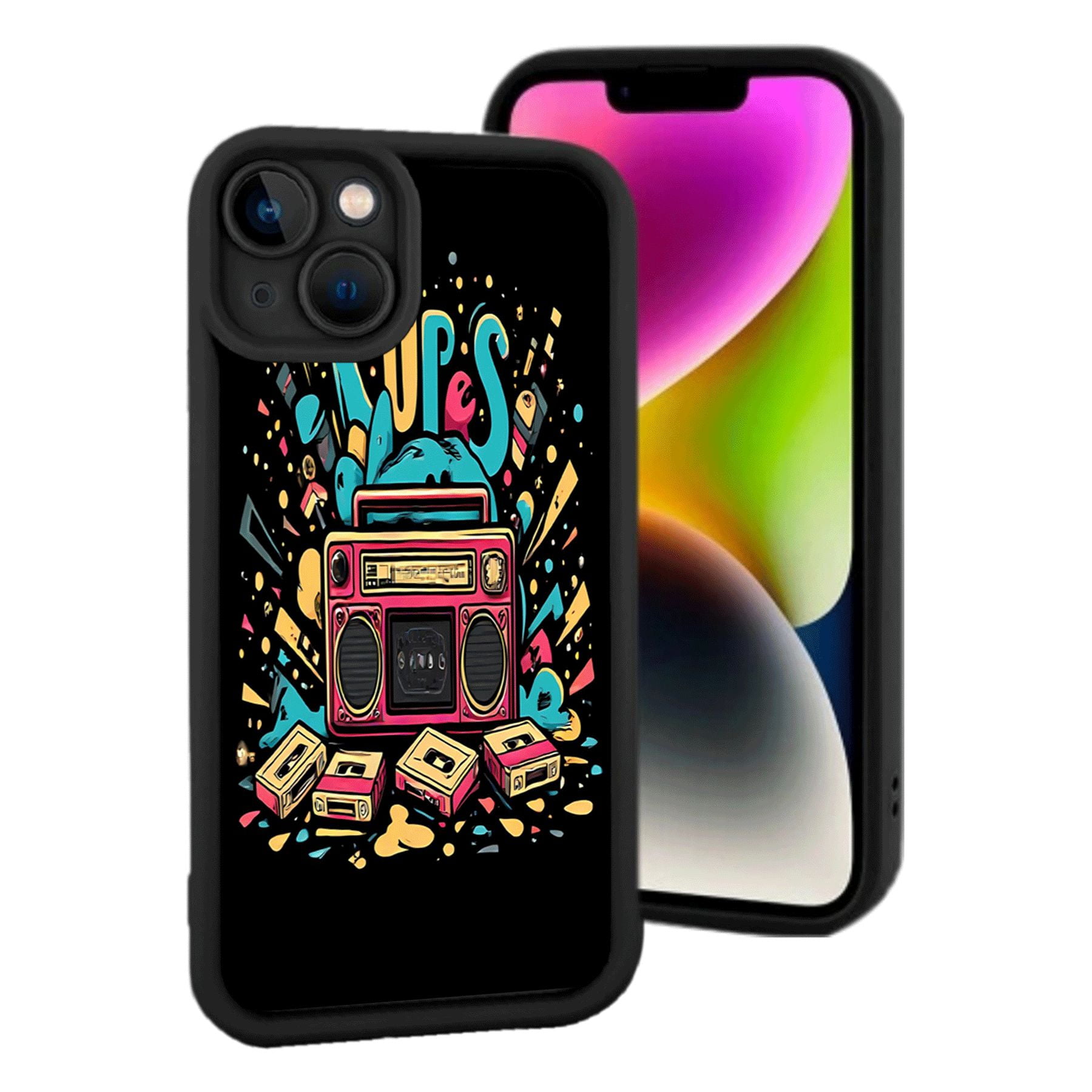 Vibrant Retro Boombox iPhone 15 Case - Lightweight Yellowing Resistant ...