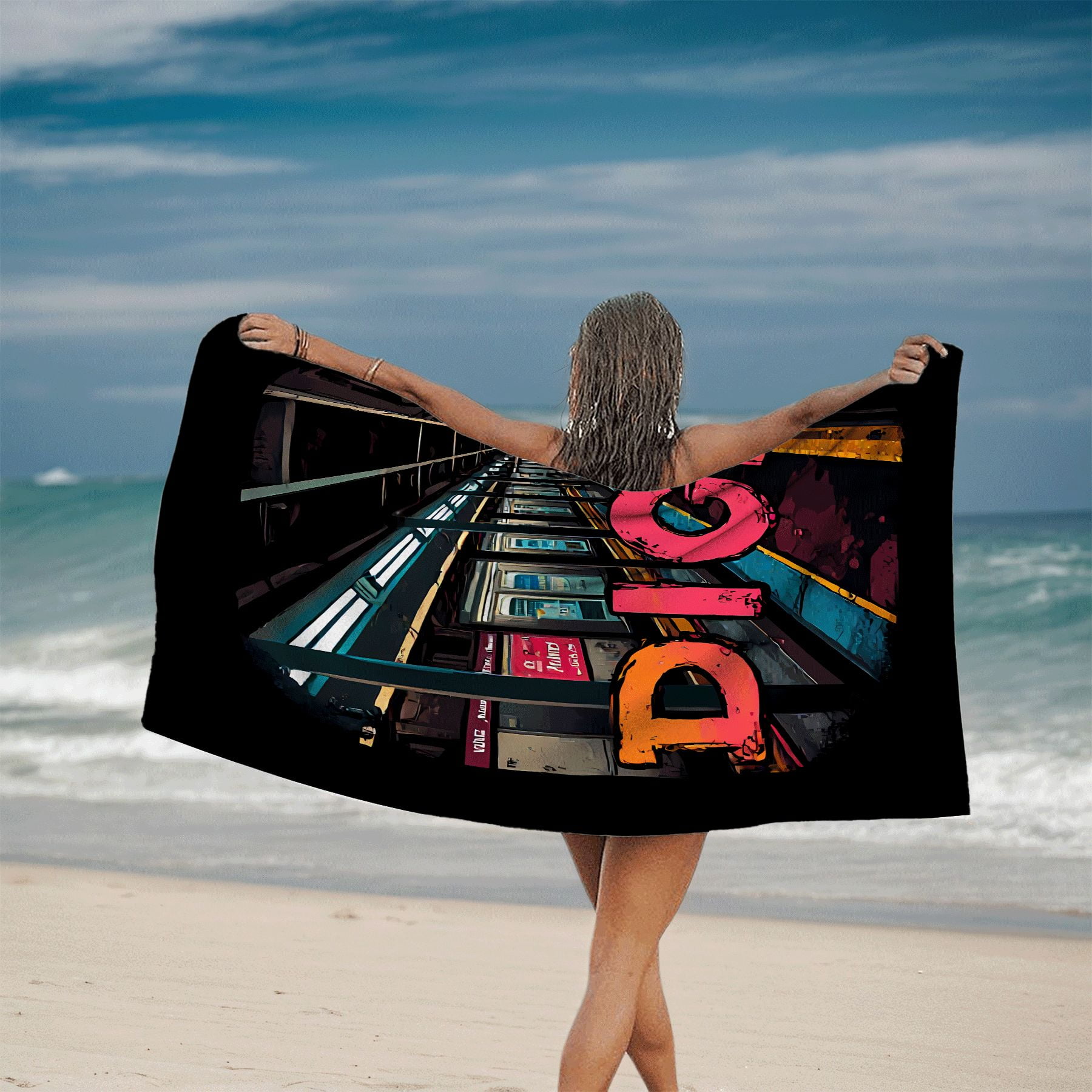 Vibrant Retro Comic Beach Towel - Stylish DIGN Design Perfect for Pool ...