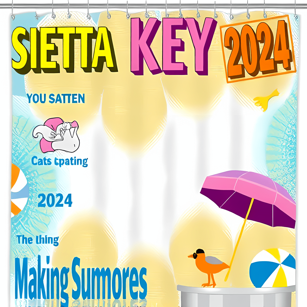 Vibrant Retro Comic-Book Style Shower Curtain - "SIETTA KEY 2024" with ...