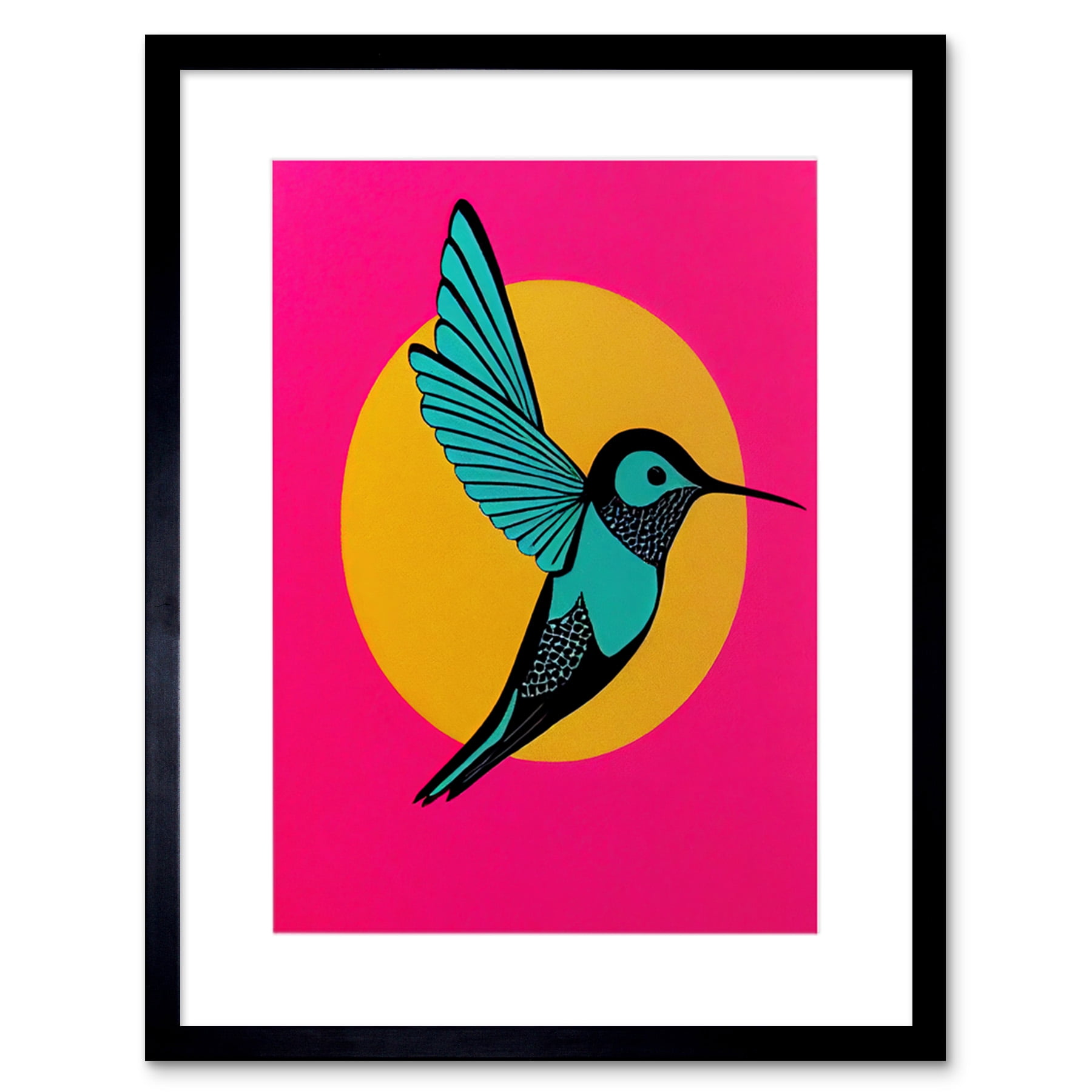 Vibrant Retro Pop Art Hummingbird Graphic Design Illustration Artwork ...