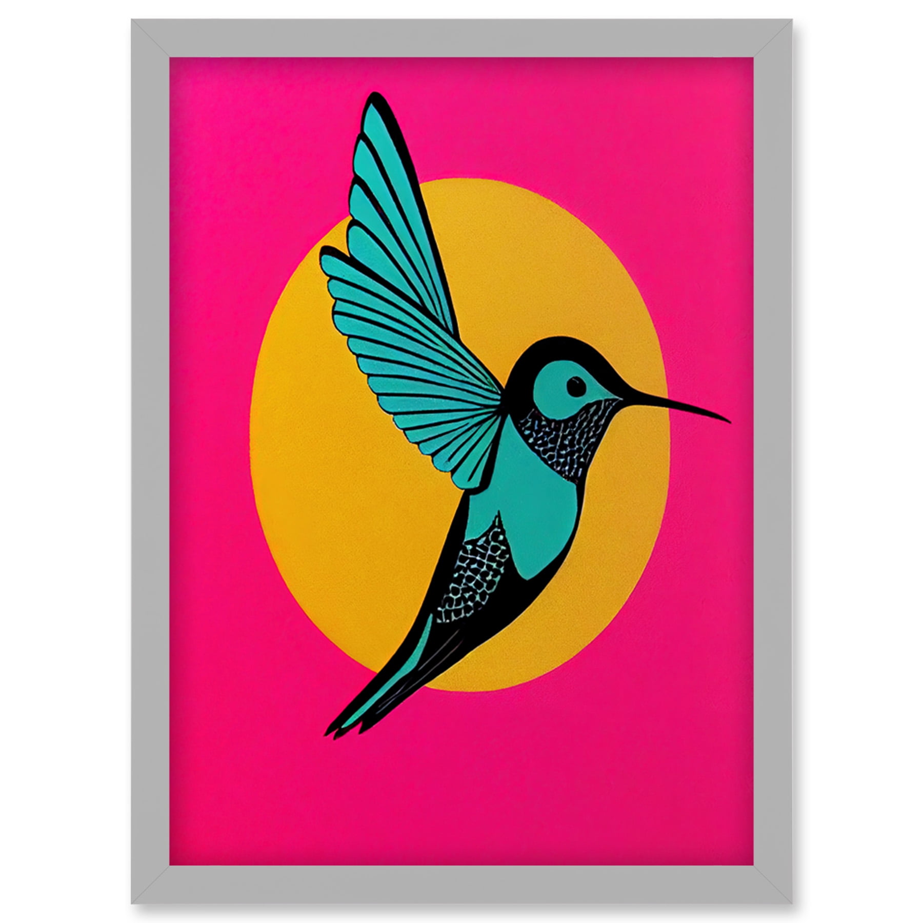 Vibrant Retro Pop Art Hummingbird Graphic Design Illustration Artwork ...