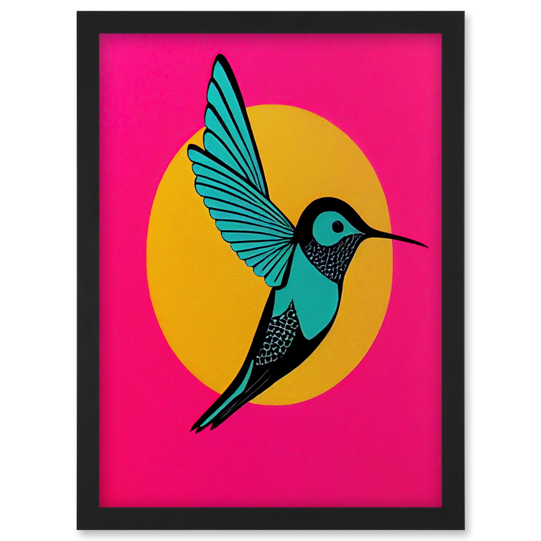 Vibrant Retro Pop Art Hummingbird Graphic Design Illustration Artwork ...