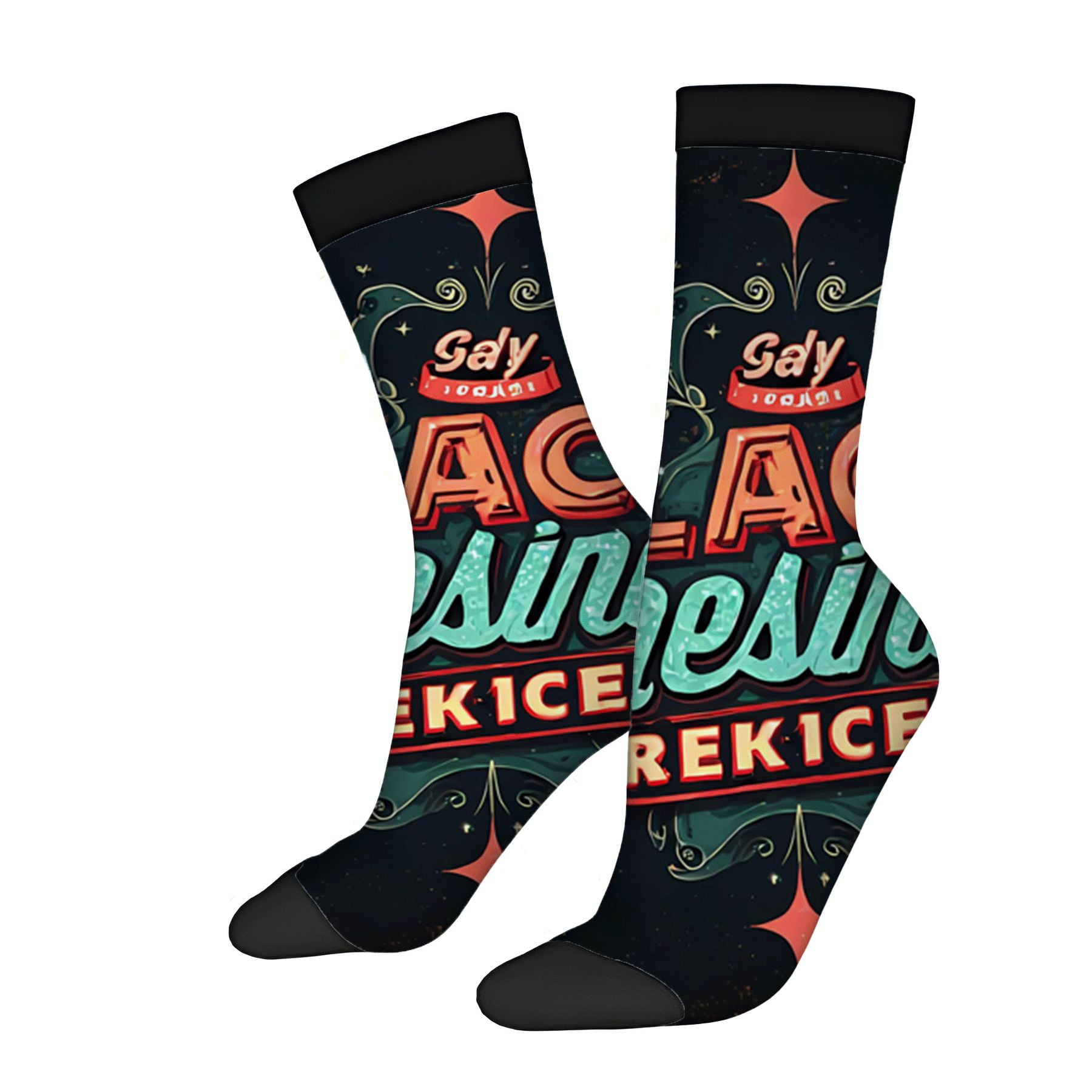 Vibrant Retro ' Say ACADIEST ' Socks - 2 Pairs of Unisex Trendy Mixed ...