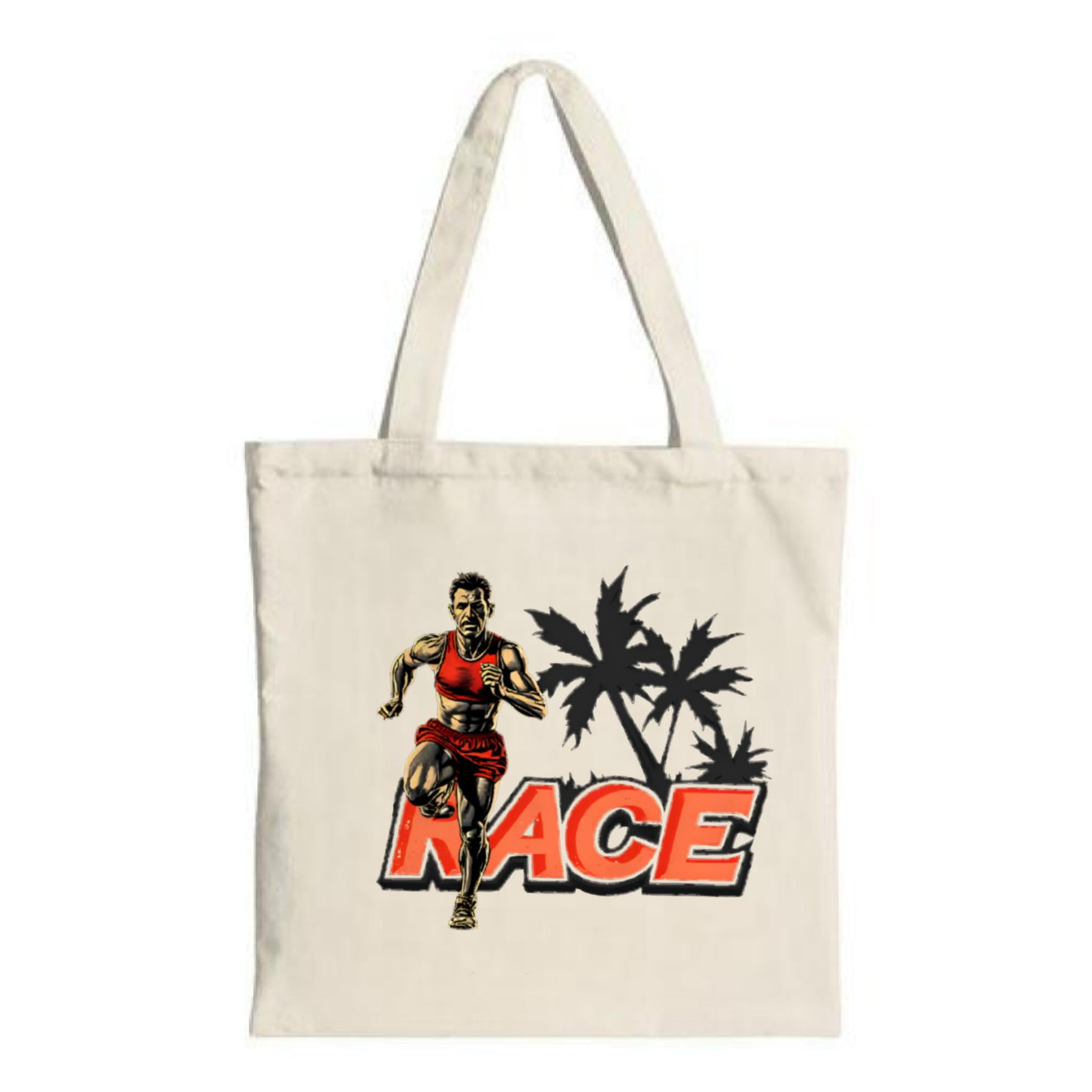 Vibrant Runner Tote Bag - Eco-Friendly Canvas Tropical Design with ...