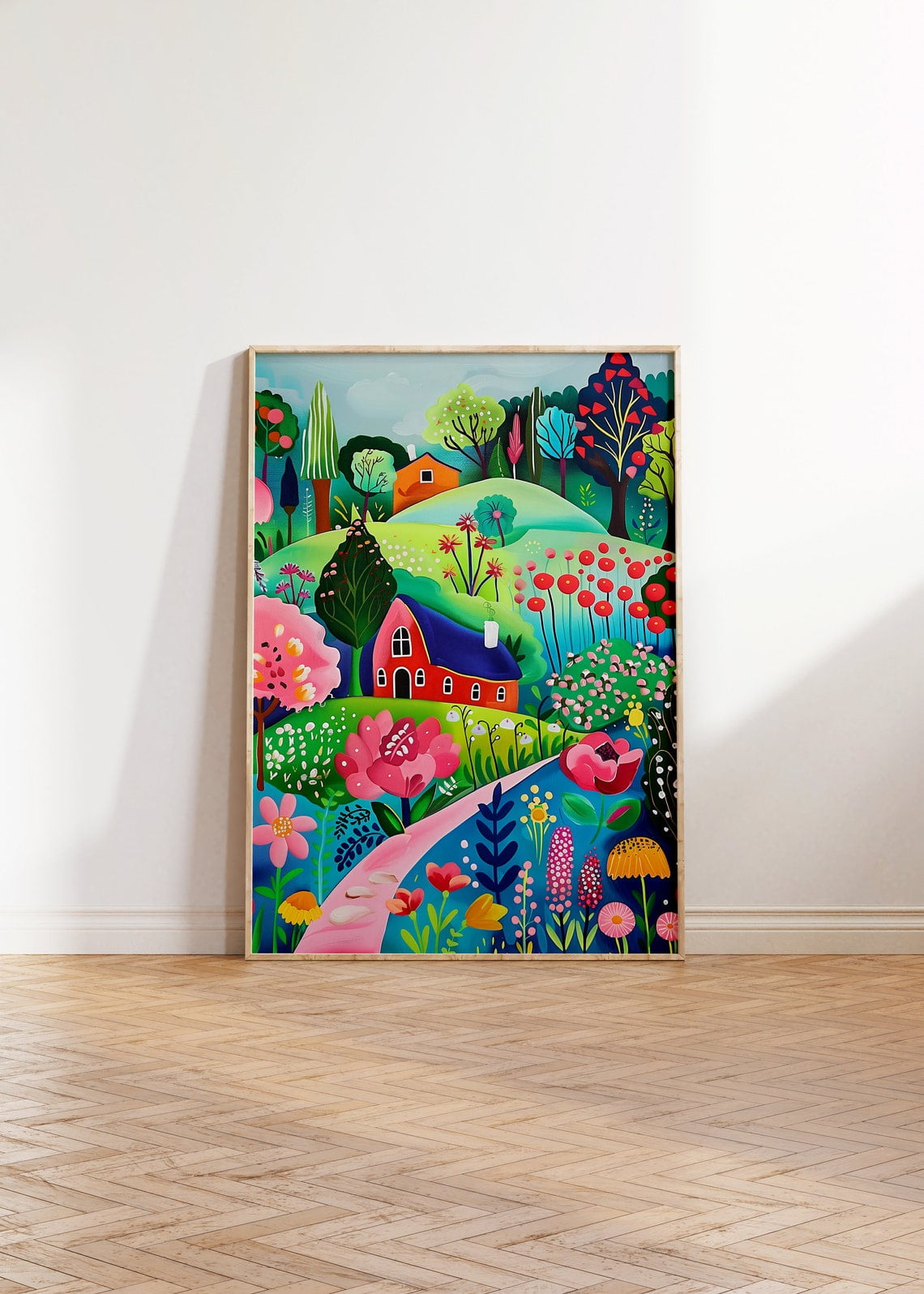 Vibrant Scenery Wall Art, Flower Garden Landscape, Bright Summer ...