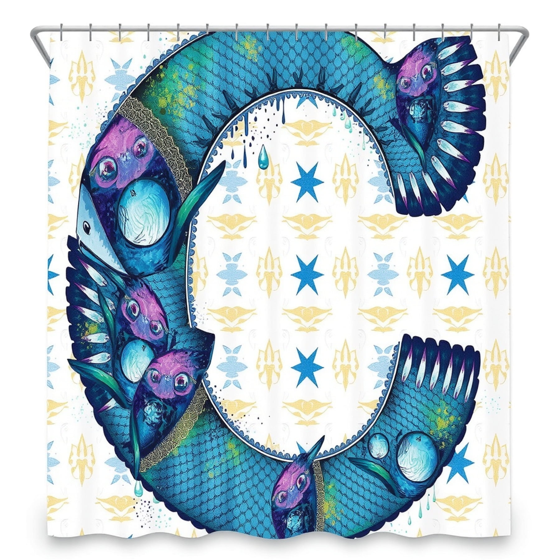 Vibrant Sea Serpent Shower Curtain - Colorful Fantasy Design with ...