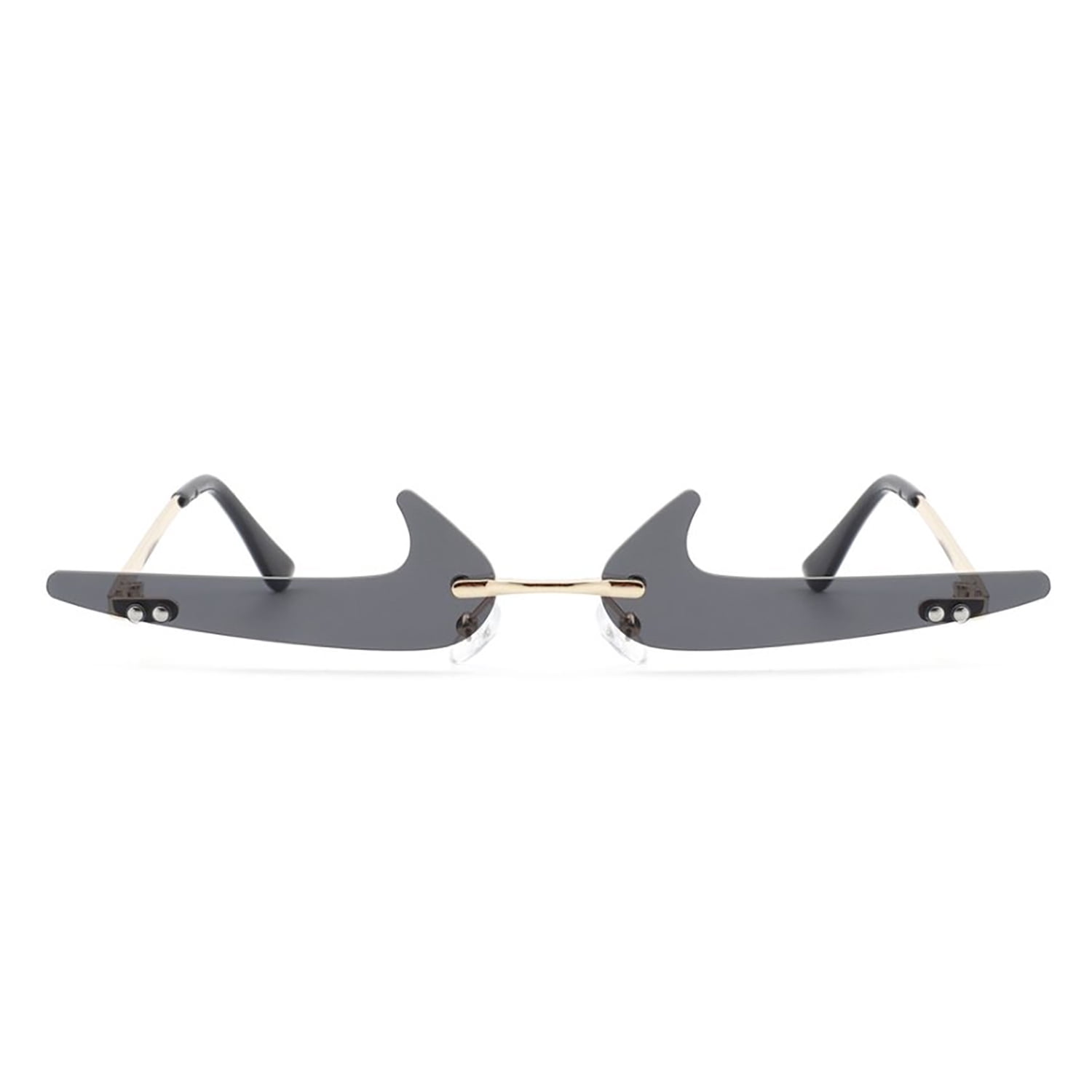 Vibrant Shark-Shaped Sunglasses, Gold Frame with Dark Gray Lenses ...