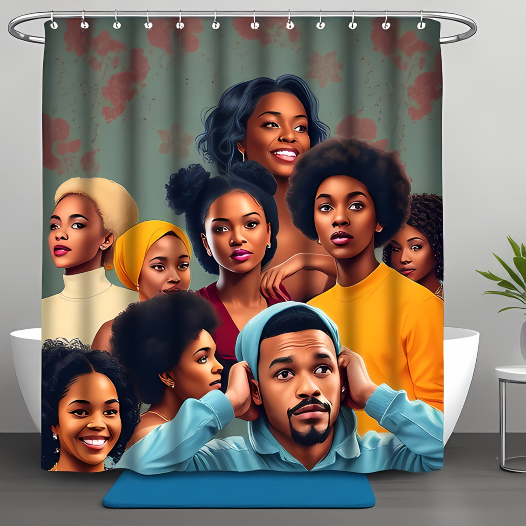 Vibrant Shower Curtain Featuring Diverse Black Women in Colorful Styles ...