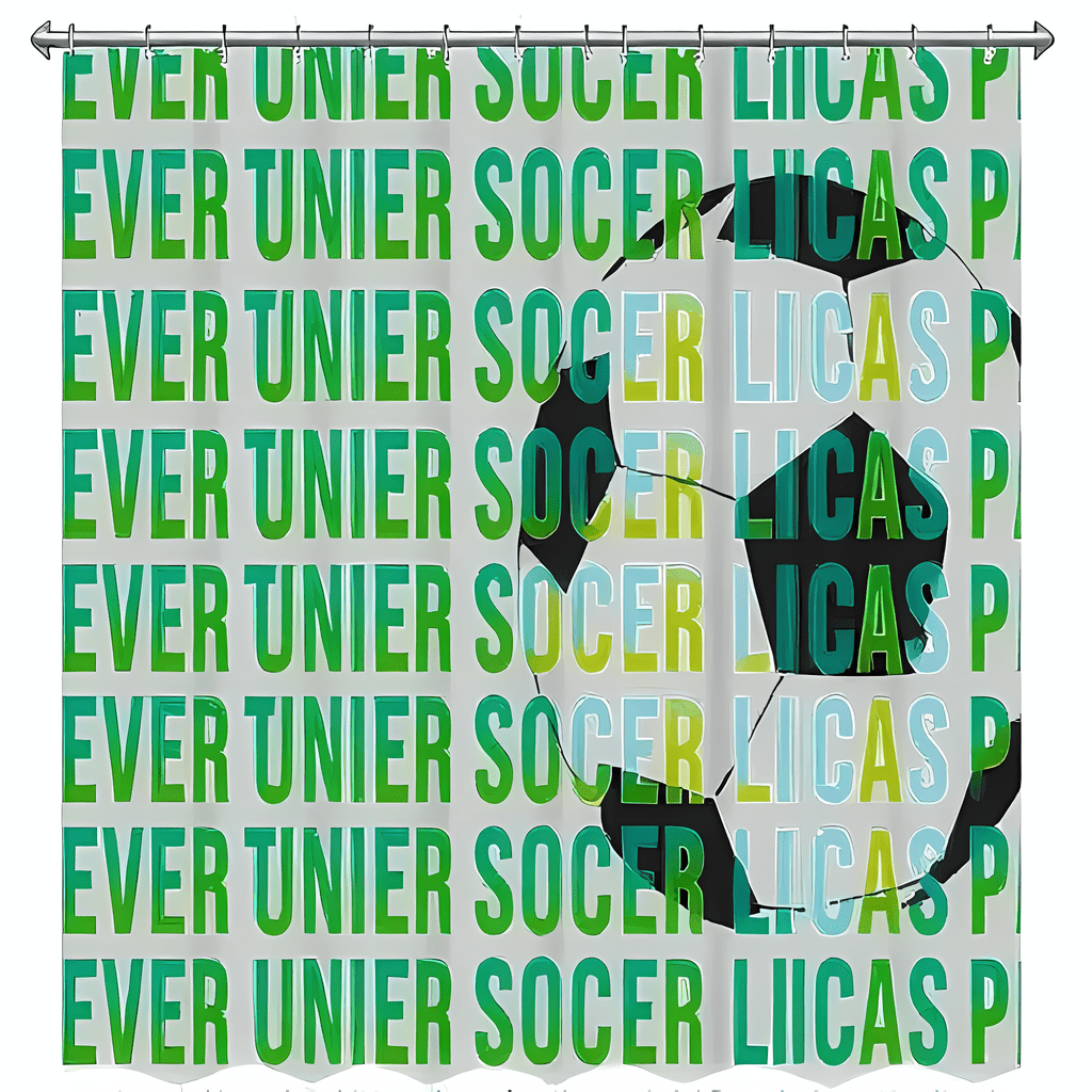 Vibrant Soccer Ball Shower Curtain - Fun Green & Teal Design for Young ...