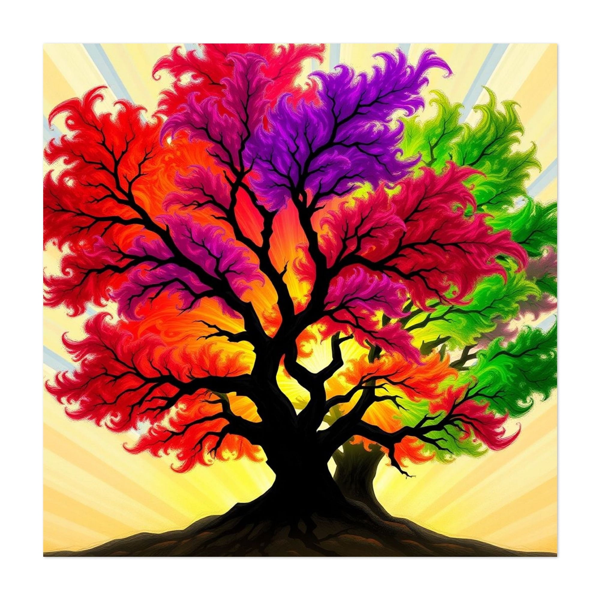 Vibrant Spectrum Tree of Life: A Kaleidoscope of Nature's Radiance - Painting Psychedelic ...