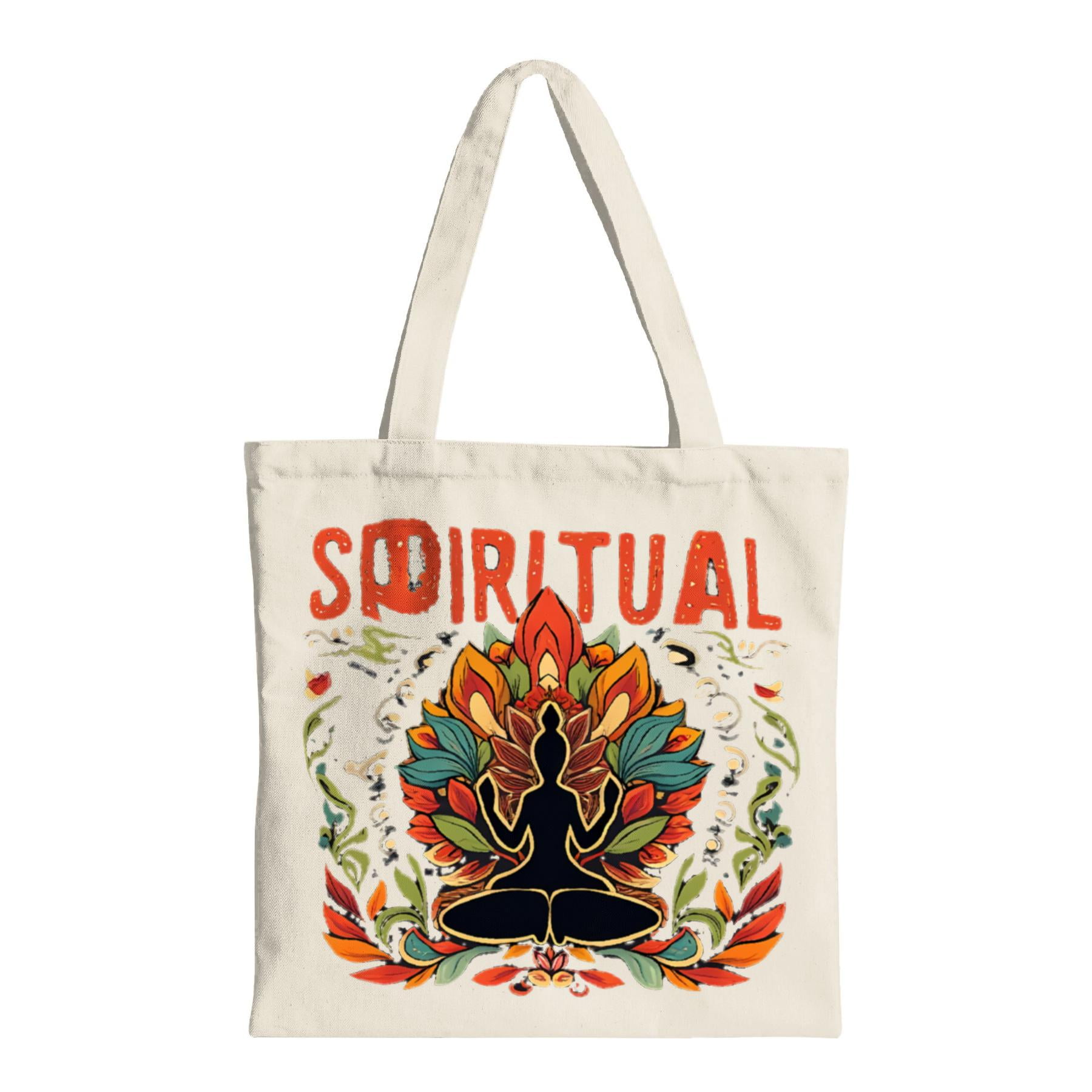 Vibrant Spiritual Tote Bag - Bold Orange ' SPIRITUAL ' Design with ...