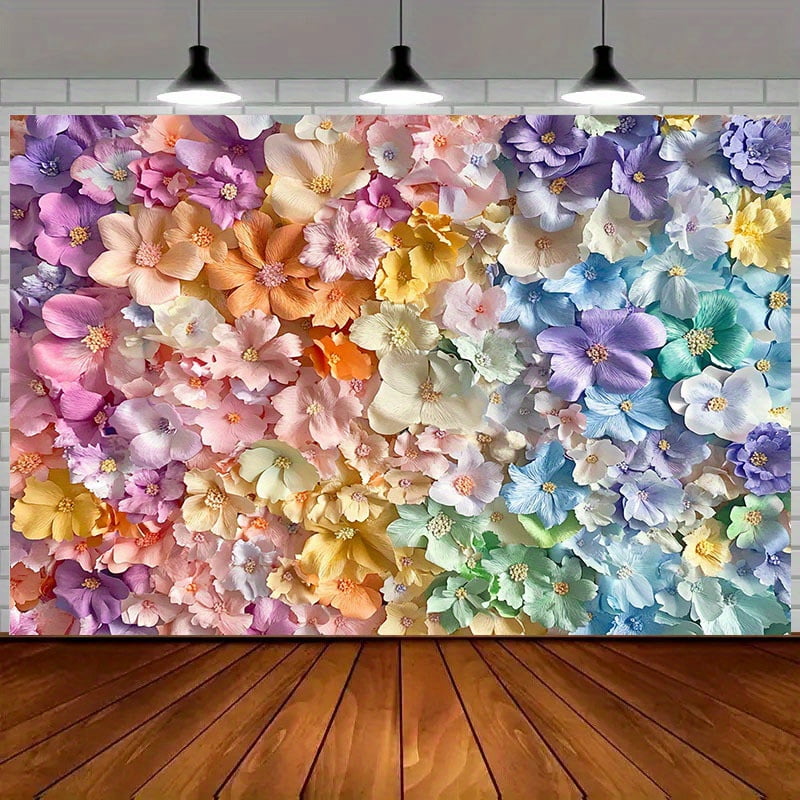 Vibrant Spring Floral Party Backdrop Pink Orange Yellow Blue Purple ...