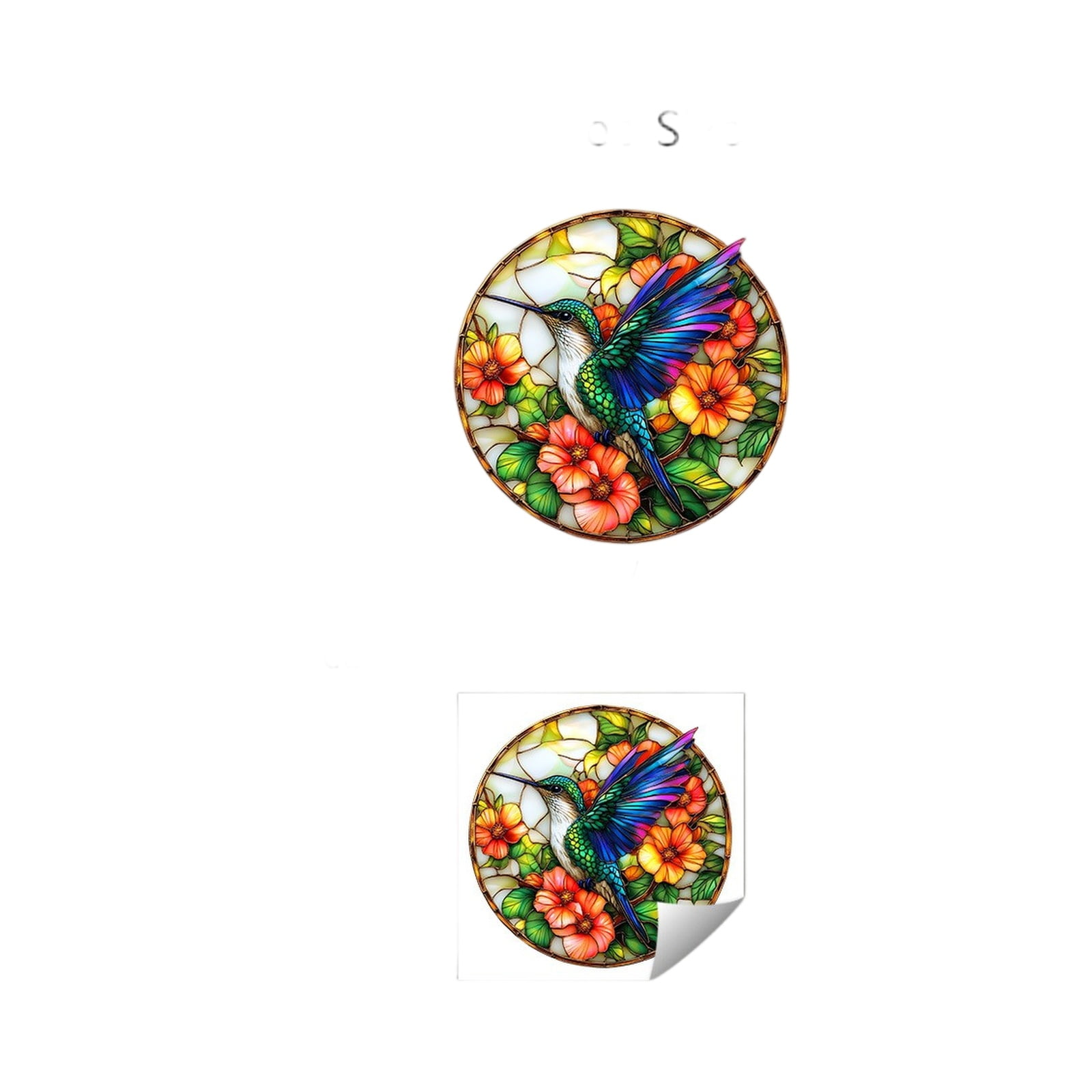 Vibrant Stained Glass Hummingbird Sticker for Home Decor, Waterproof ...