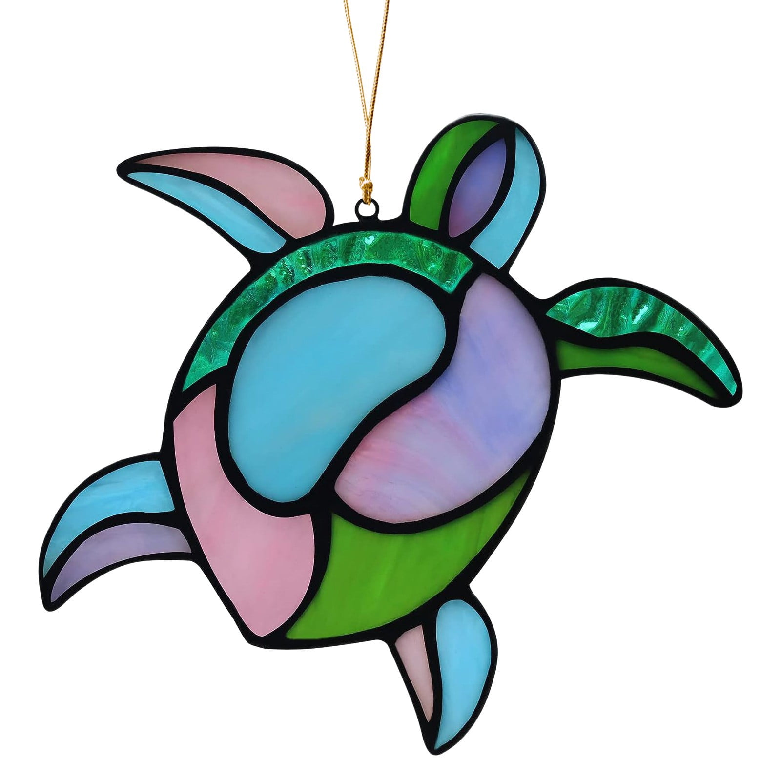 Vibrant Stained Glass Sea Turtle Suncatcher Handcrafted Ocean Decor ...