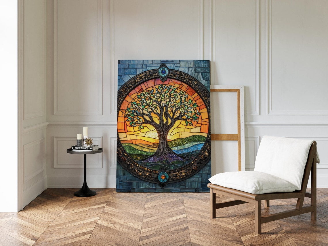 Vibrant Stained Glass Tree Of Life Wall Art, Nature-Inspired Hangable ...